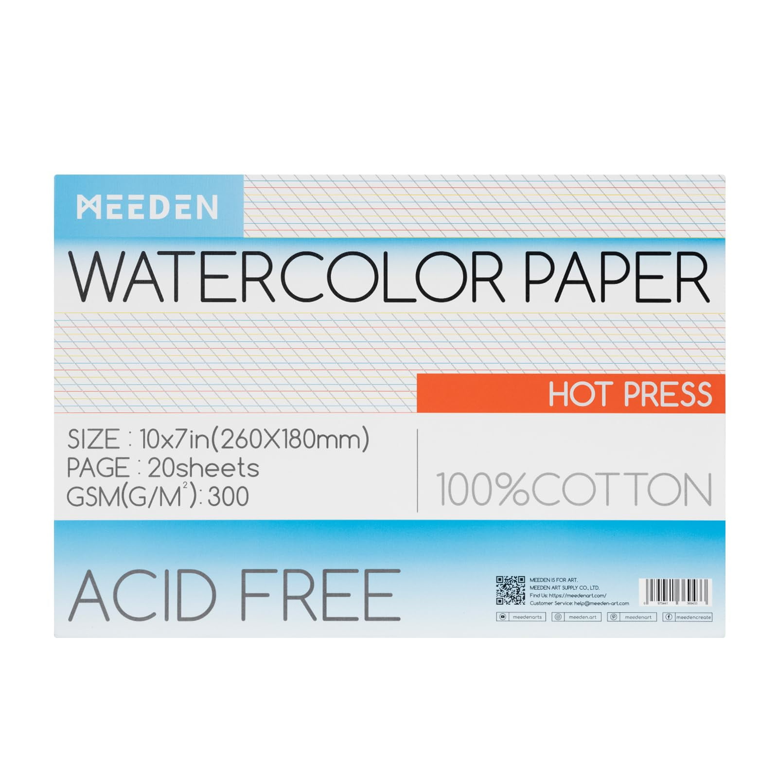 MEEDEN 10" x 7" Watercolor Paper Block, 100% Cotton Watercolor Paper ...