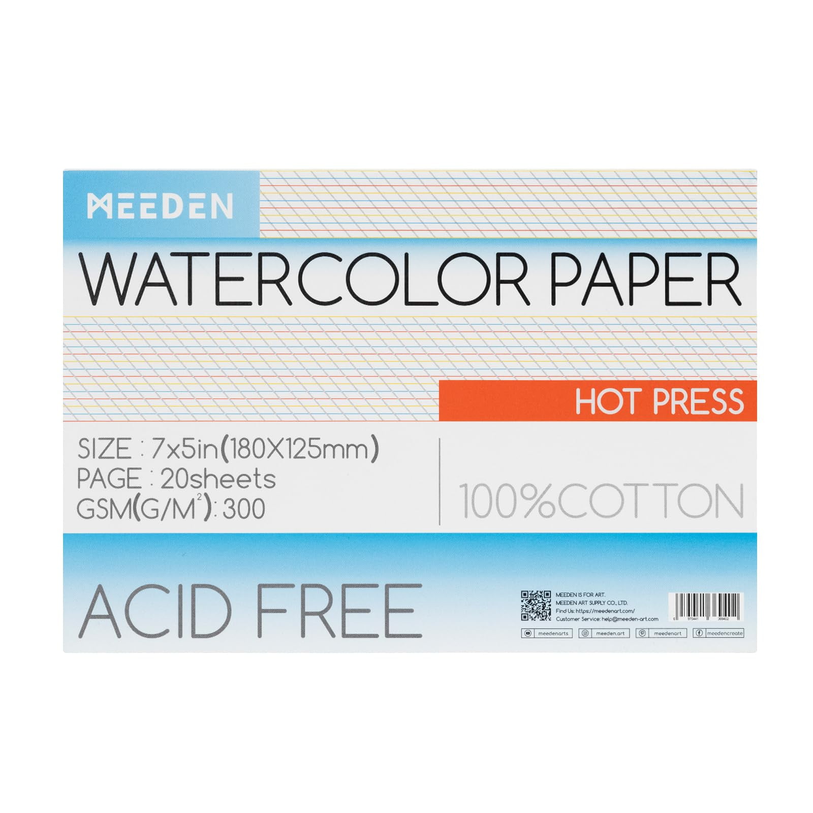 MEEDEN 100% Cotton Watercolor Paper Block, 5" x 7" Watercolor Paper Pad ...
