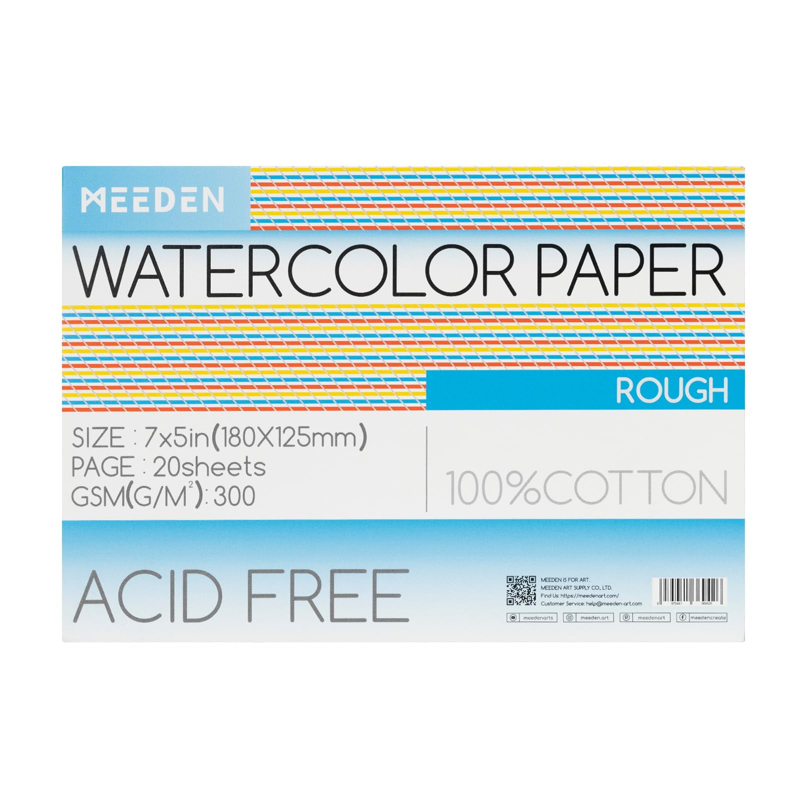 MEEDEN 100% Cotton Watercolor Paper Block, 5" x 7" Watercolor Paper Pad ...