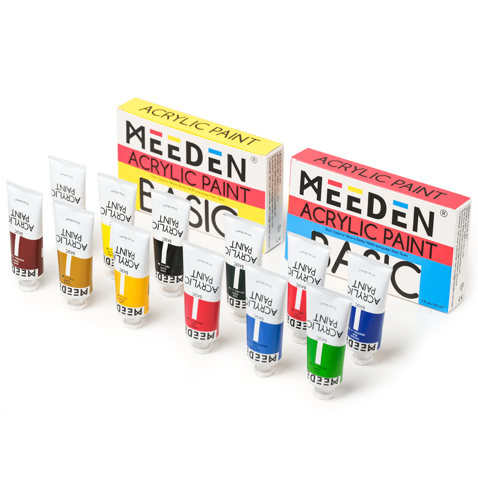 MEEDEN 12-color Acrylic Paint, 120 ml/4 oz Tubes Heavy Body Acrylic ...