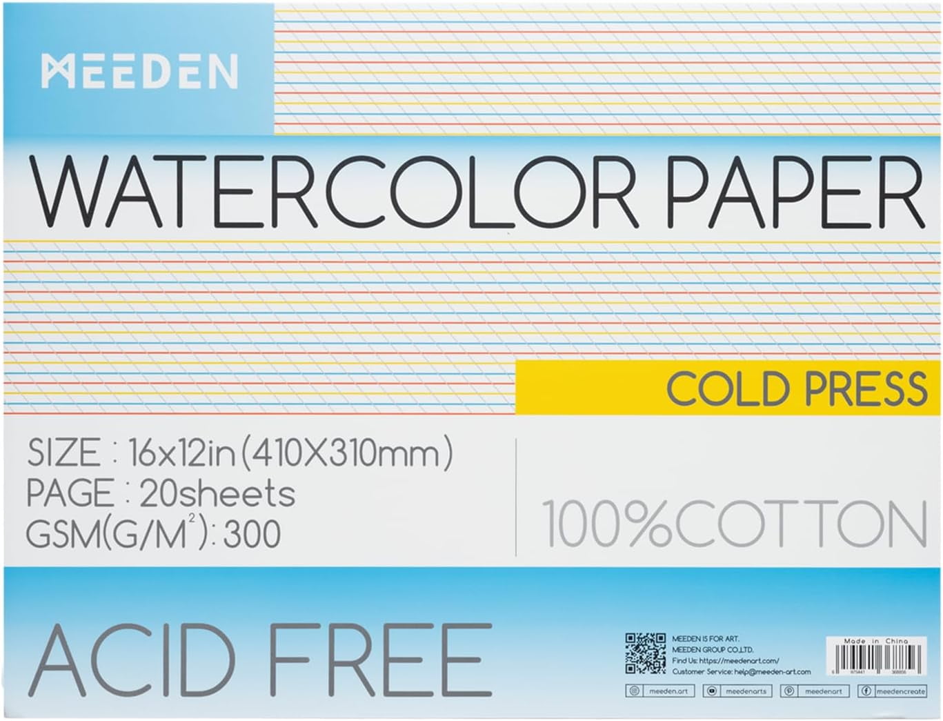 MEEDEN 16x12" Cold Press Watercolor Paper Pad 20 Sheets - Walmart.com