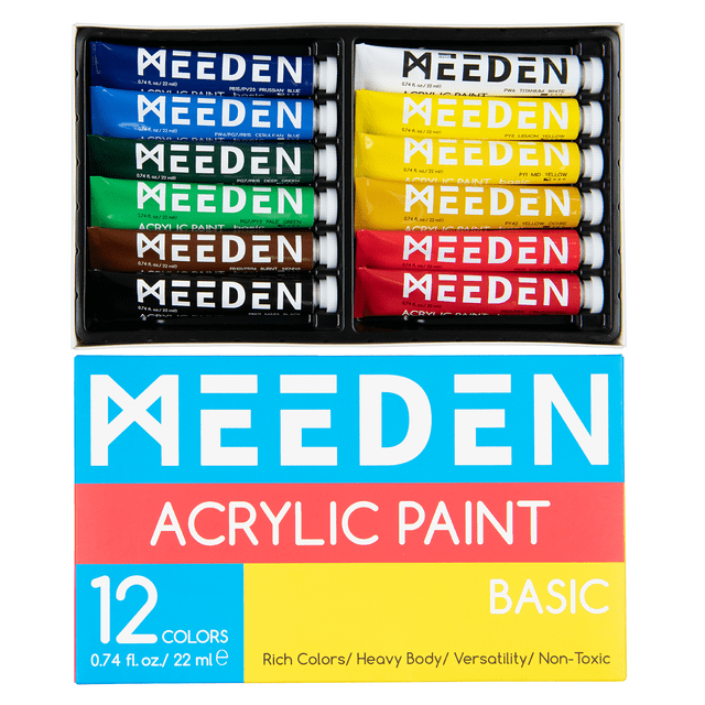 MEEDEN Acrylic Paint Set, 12 x 22ml Artist Acrylic Paint Tubes Set, Art ...