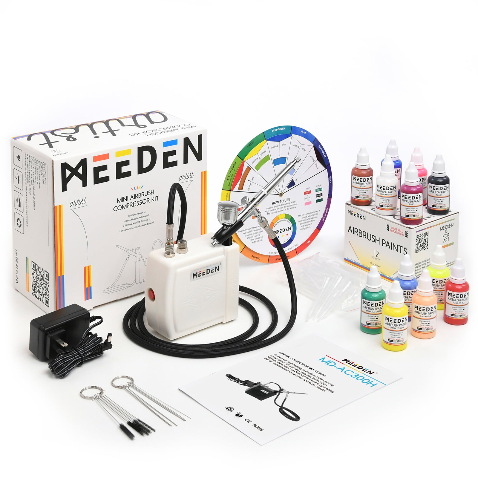MEEDEN Airbrush Hobby Model Kit with 12 Color Paints and Mini ...