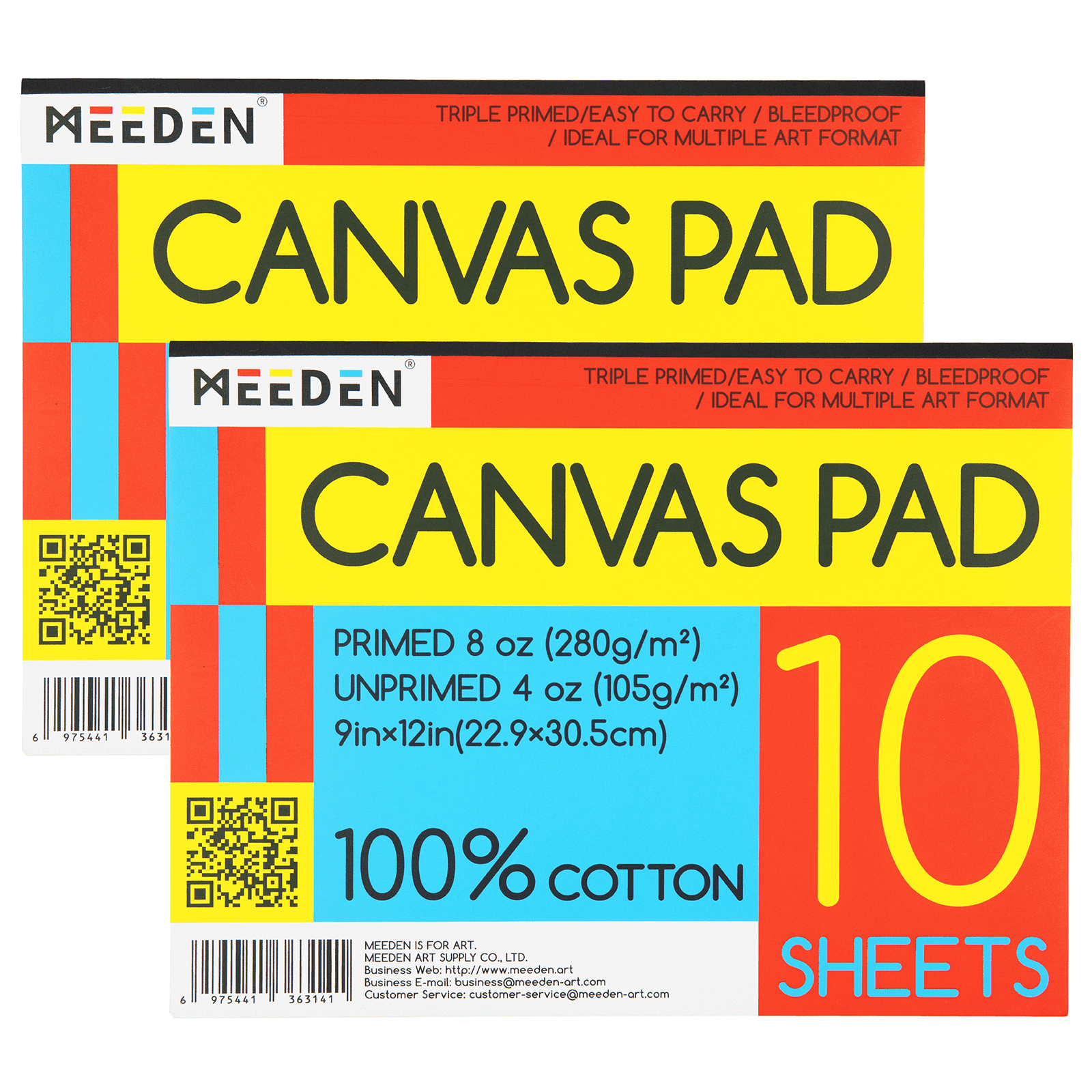 MEEDEN 100% Cotton Canvas Paper Pad, 9x12", 10 Sheets, 2 Pack, Art ...