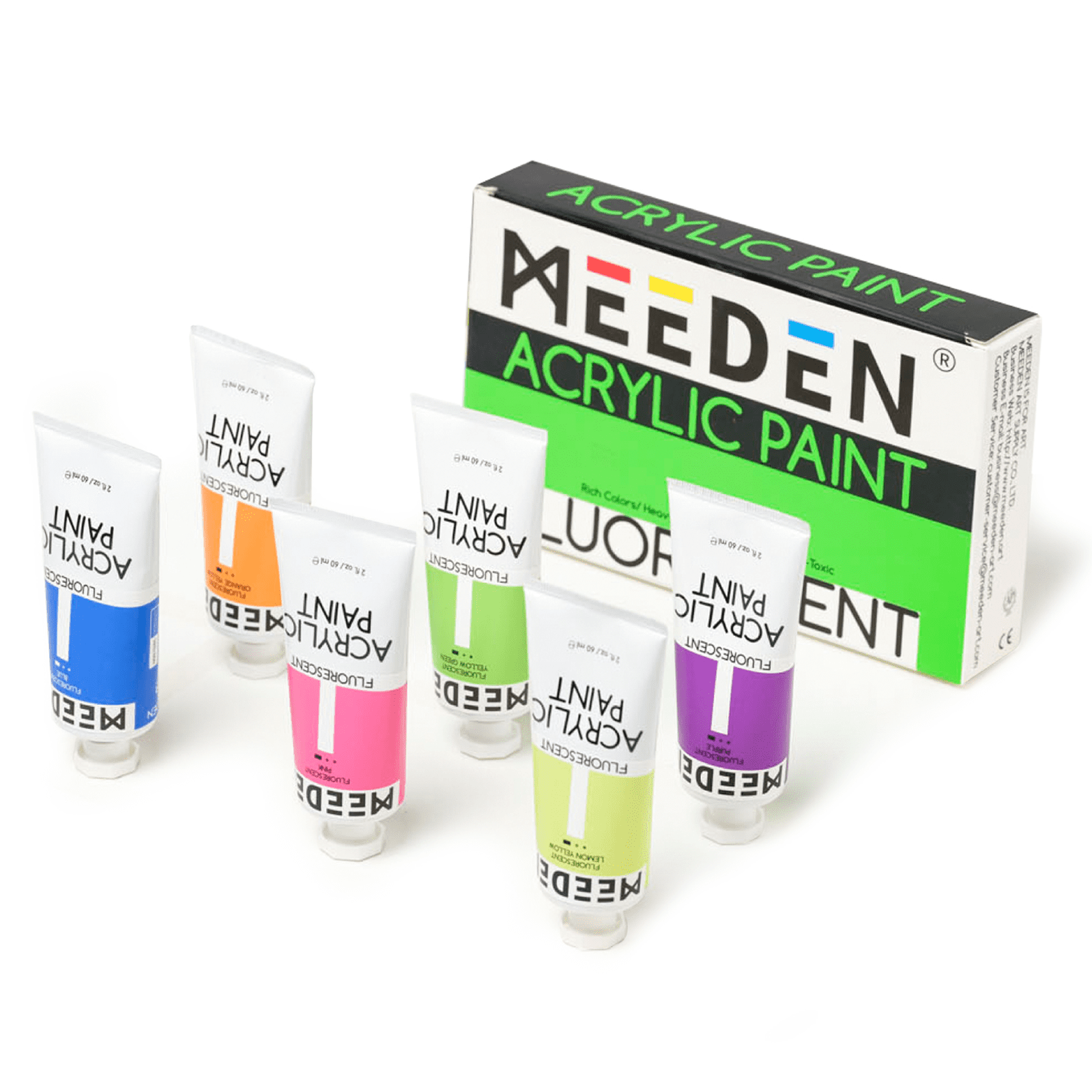 MEEDEN Fluorescent Acrylic Paint, 6 Colors Acrylic Paint Set, 60 ml/2 ...