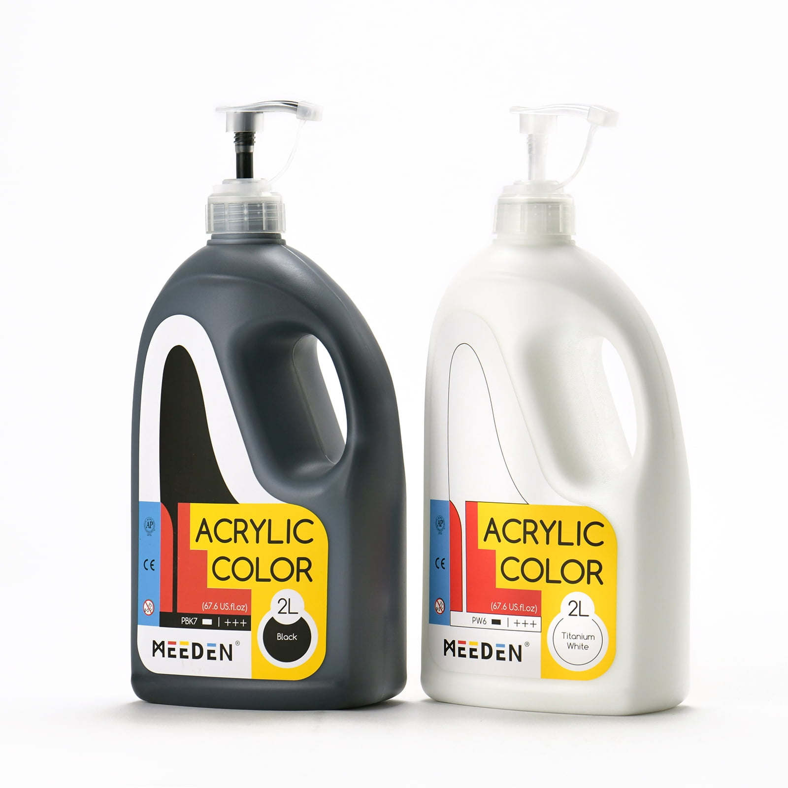 MEEDEN Heavy Body Acrylic Paint Half Gallon, Titanium White & Black ...