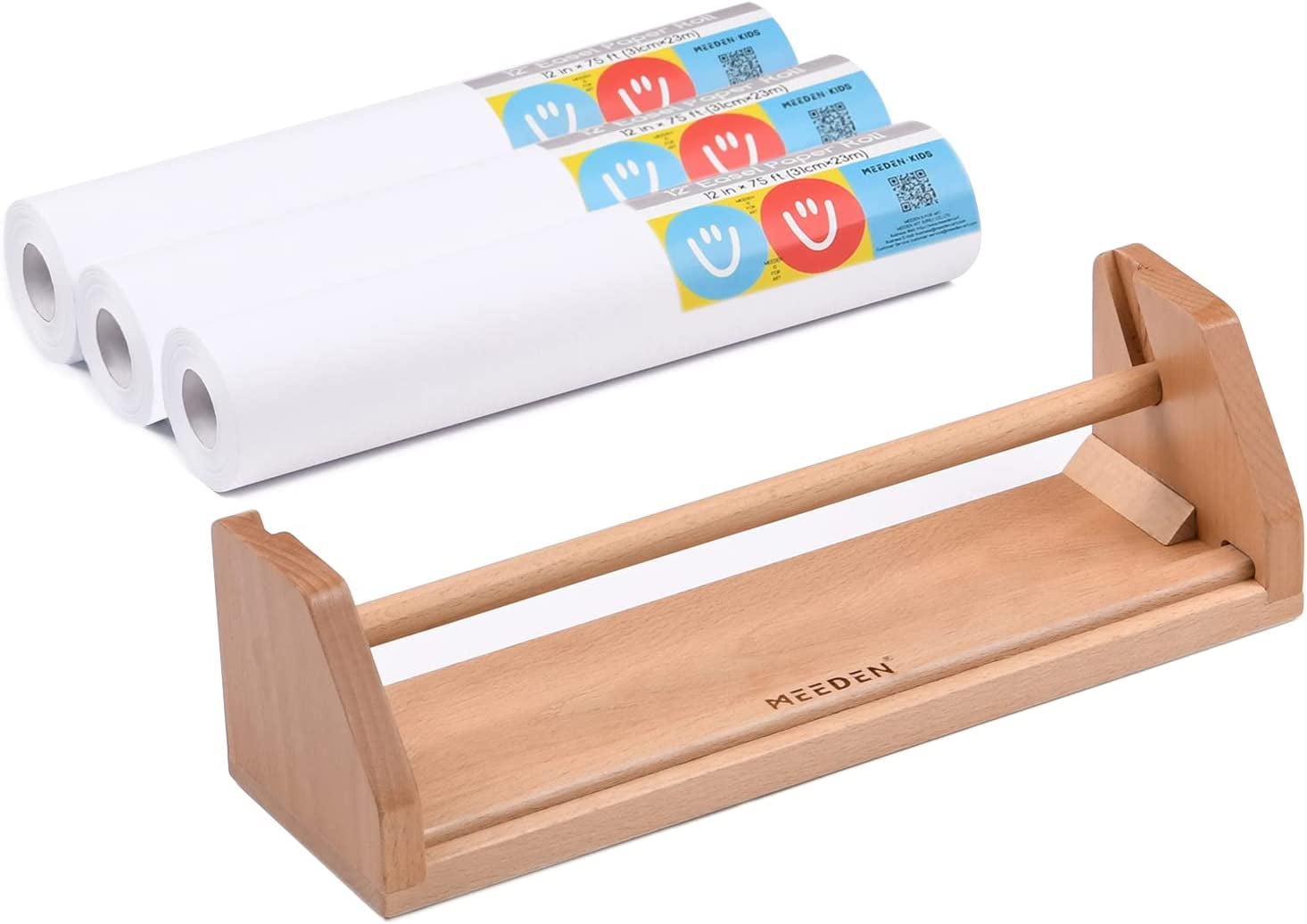 MEEDEN Kids Tabletop Paper Roll Dispenser, Solid Beech Wood with 3 ...