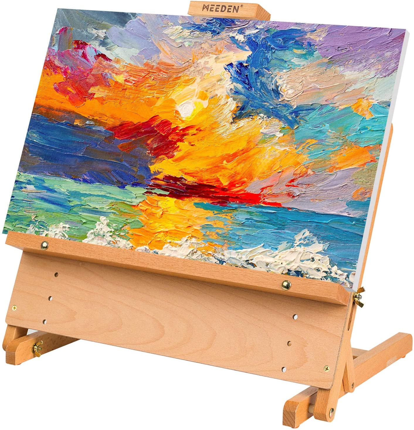 MEEDEN Large Drawing Board Easel, Solid Beech Wooden Tabletop H-Frame ...