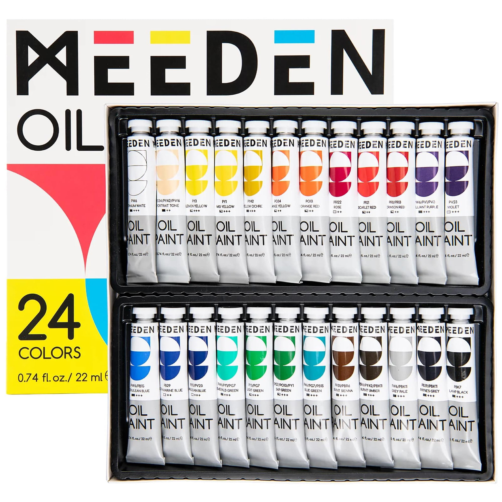 MEEDEN: Oil Paint Set - 24 Creamy Colors - .74oz/22ml Tubes - High ...