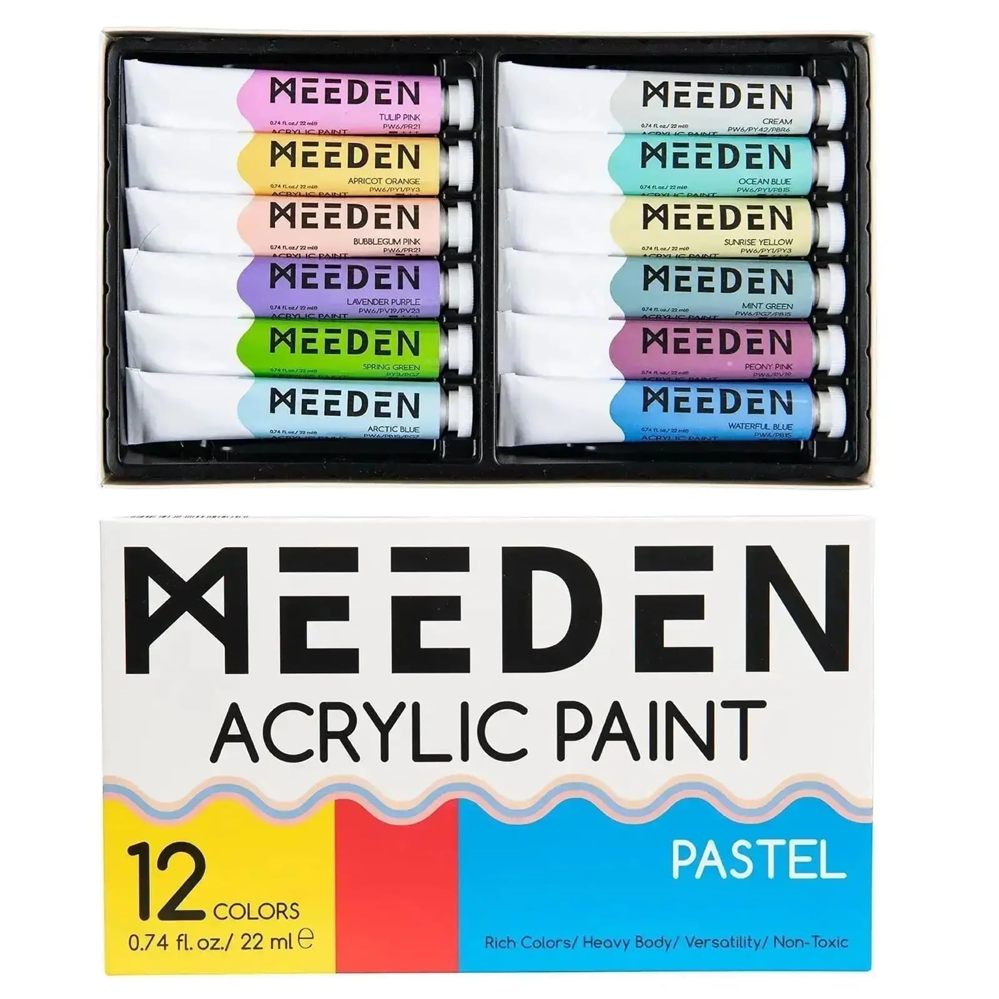 MEEDEN: Pastel Acrylic Paint Set - 12 Colors - 22ml/0.74oz Tubes ...
