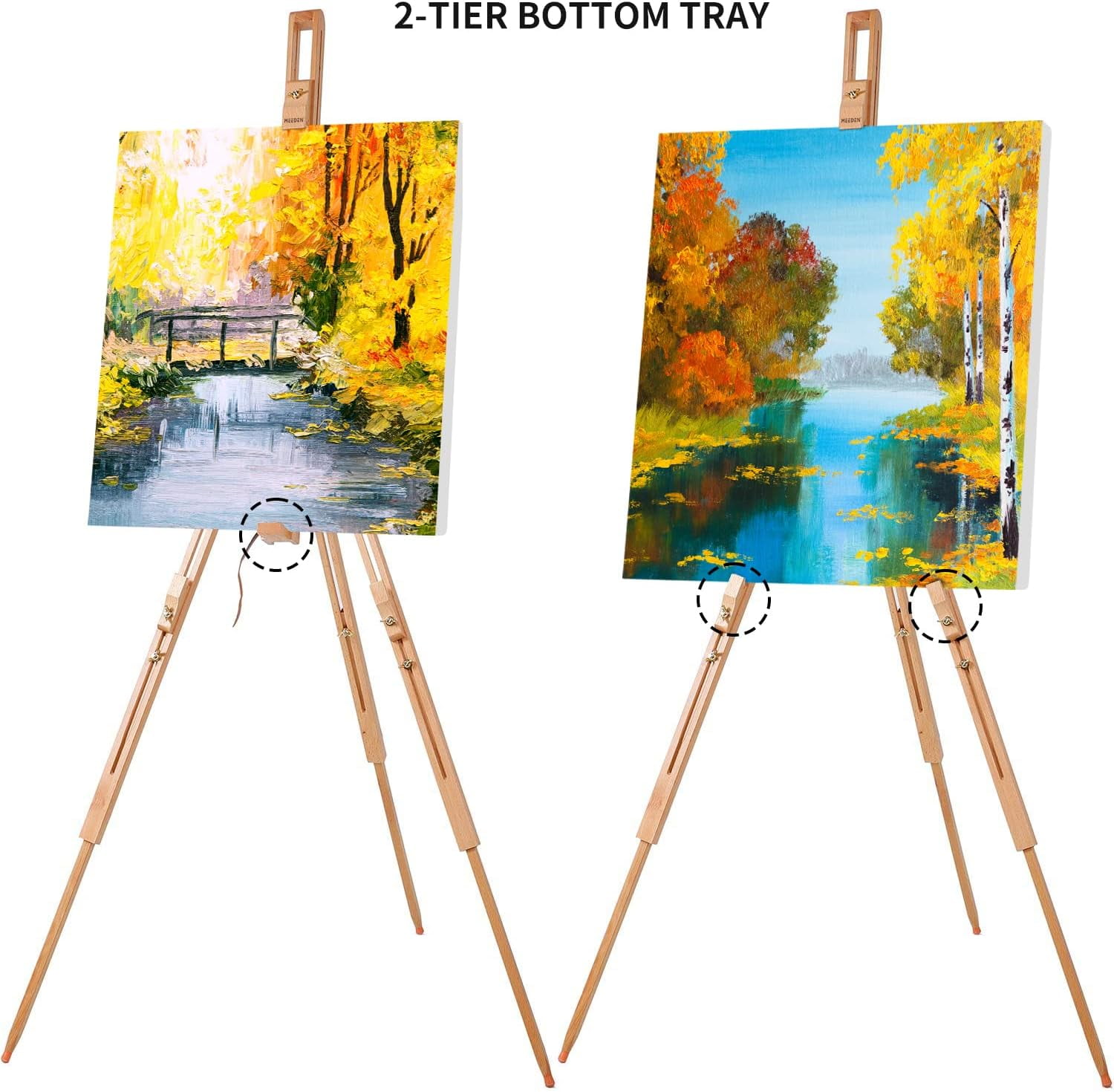 MEEDEN Tripod Field Painting Easel with Carrying Case - Solid Beech ...