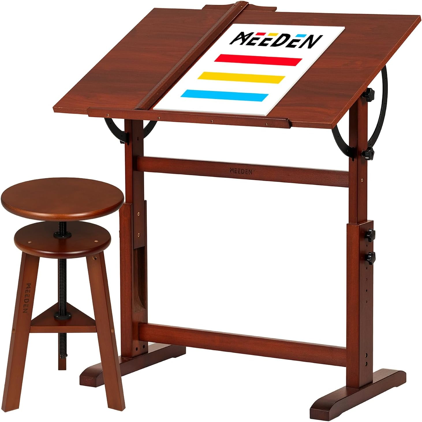 MEEDEN Vintage Wood Drafting Table & Stool Set, Artist Drafting Chair ...