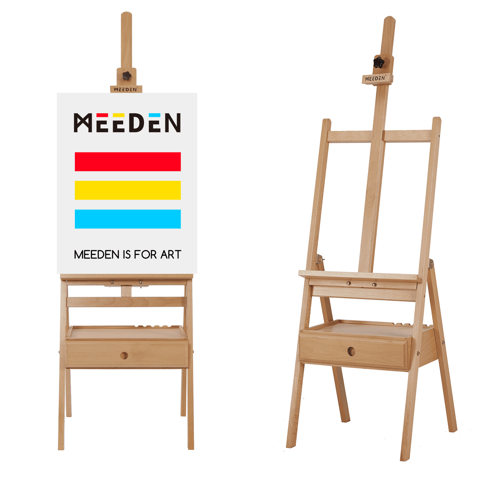 MEEDEN Wooden H-Frame Studio Easel for Painters, Adjustable Art Easel ...
