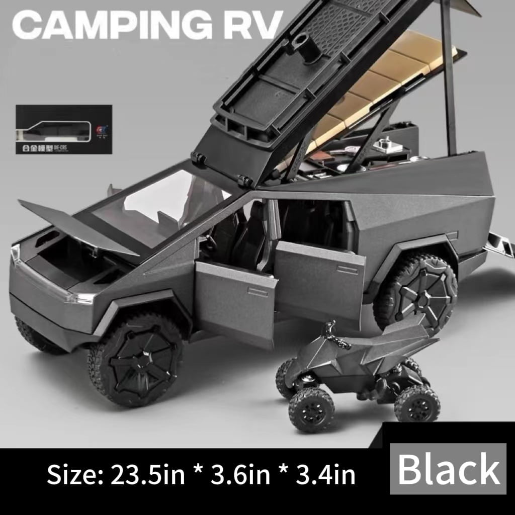 MEEFAX 1:24 Camping Rv Car Model Toys, Cybertruck Toy， Pickup Truck ...