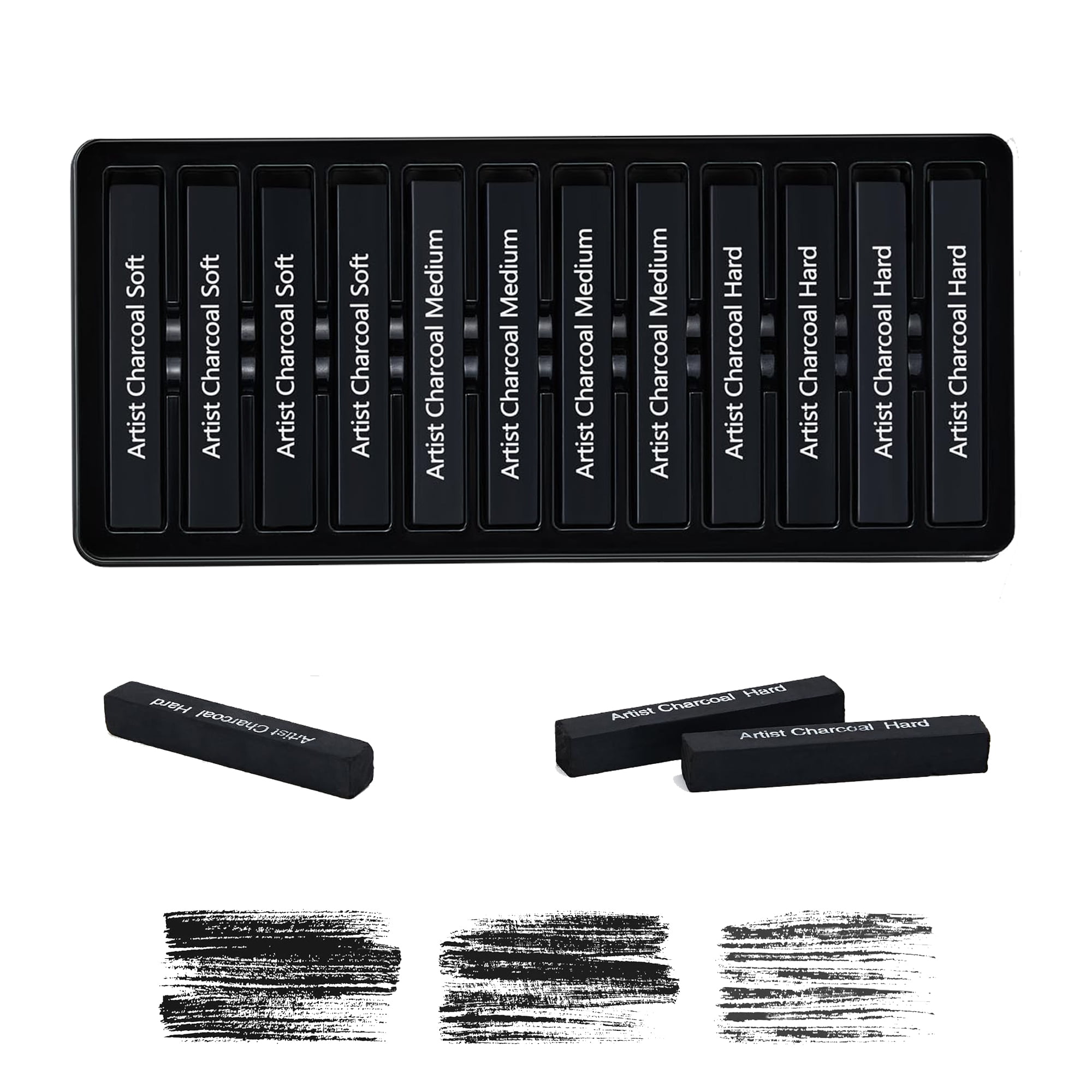 MEEKONK Compressed Charcoal Sticks - Vine Charcoal for Drawing ...