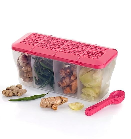 MEELANA Multipurpose Plastic 4 In 1 Masala Box for Kitchen Spice ...