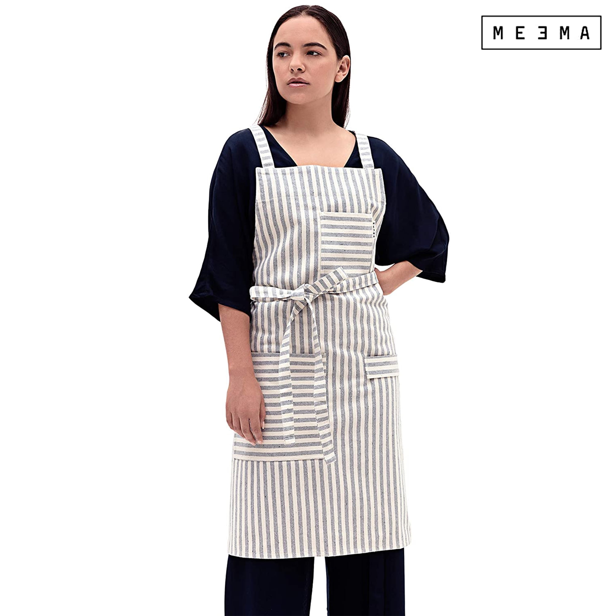 MEEMA Chef Aprons for Men and Women - Striped BBQ Apron, Cross Back ...
