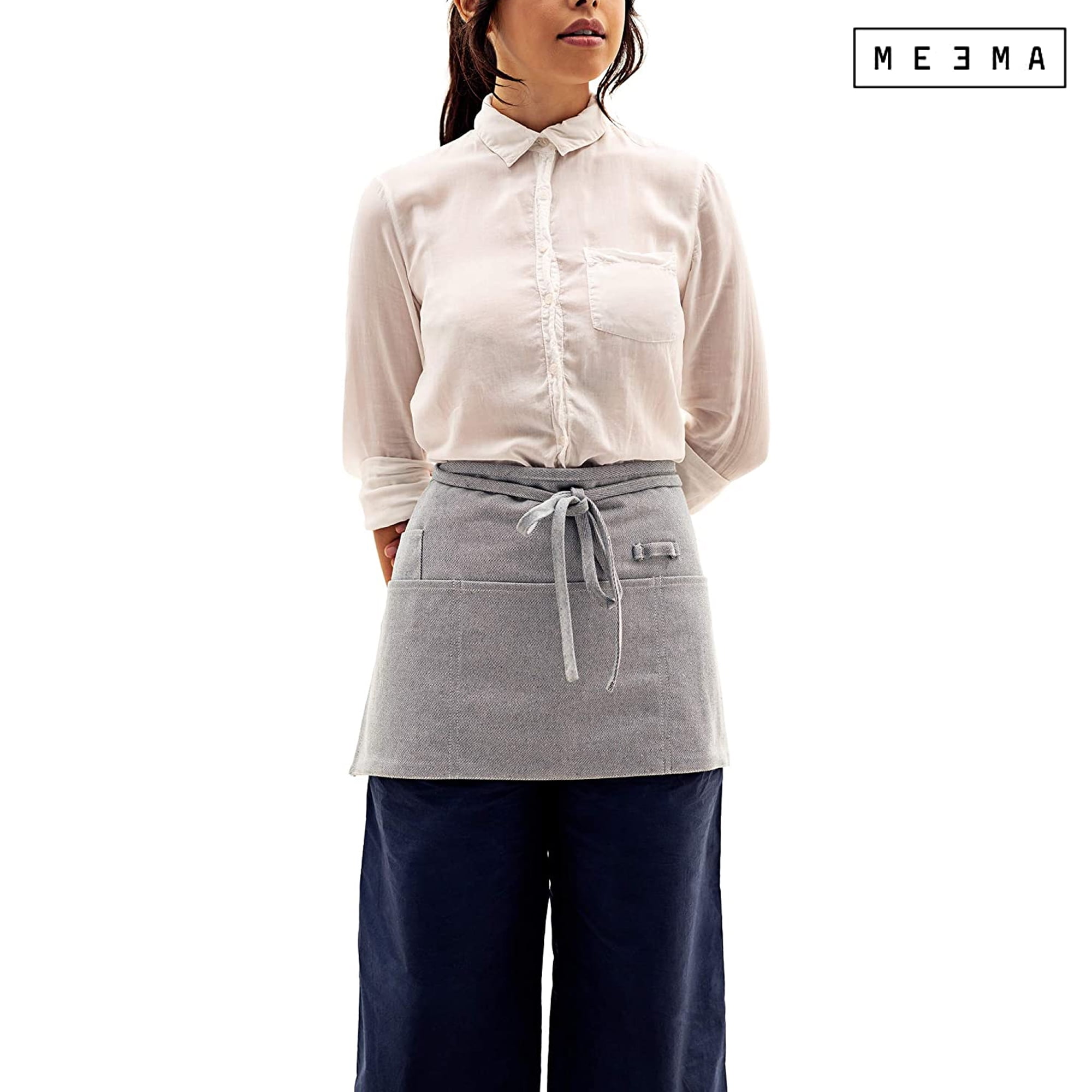 MEEMA Waitress Apron With Pockets - Blue - Server Aprons for Women and ...
