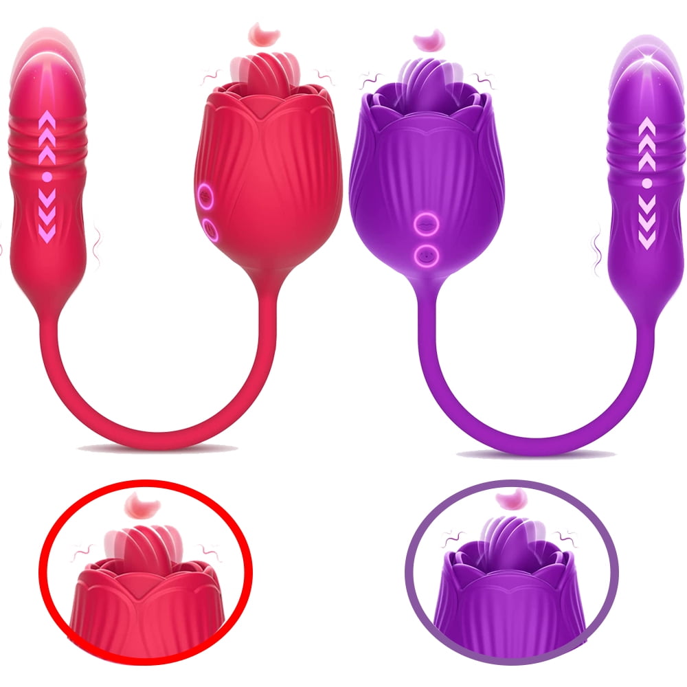 Meese Rose Sex Stimulator Vibrator For Women 4 In 1 Oral Licking Vibrator Thrusting Dildo Anal