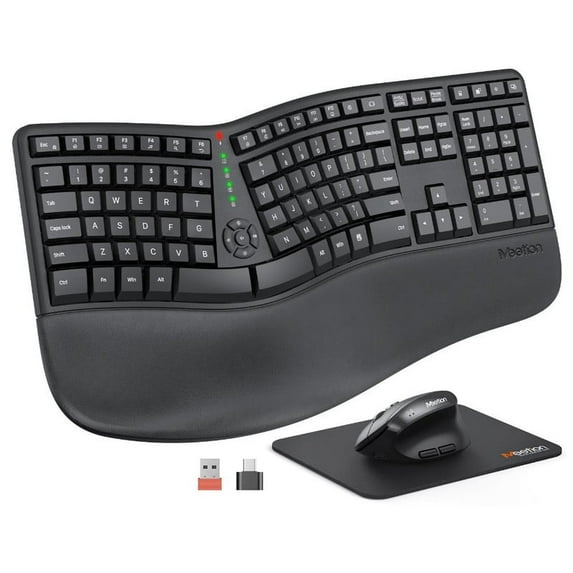 MEETION Ergonomic Keyboard and Mouse, Wireless Keyboard with Vertical ...