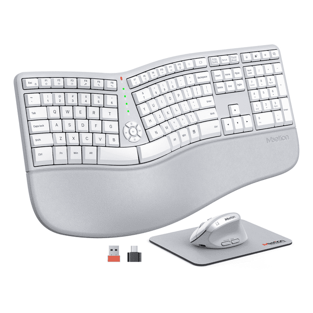 MEETION Wireless Keyboard and Mouse Combo, Ergonomic Split Design ...