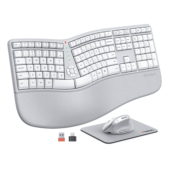 MEETION Wireless Keyboard and Mouse Combo, Ergonomic Split Design ...