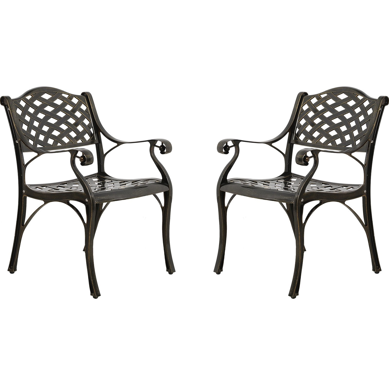 MEETWARM 2 Piece Patio Dining Chairs, Outdoor All-Weather Cast Aluminum ...