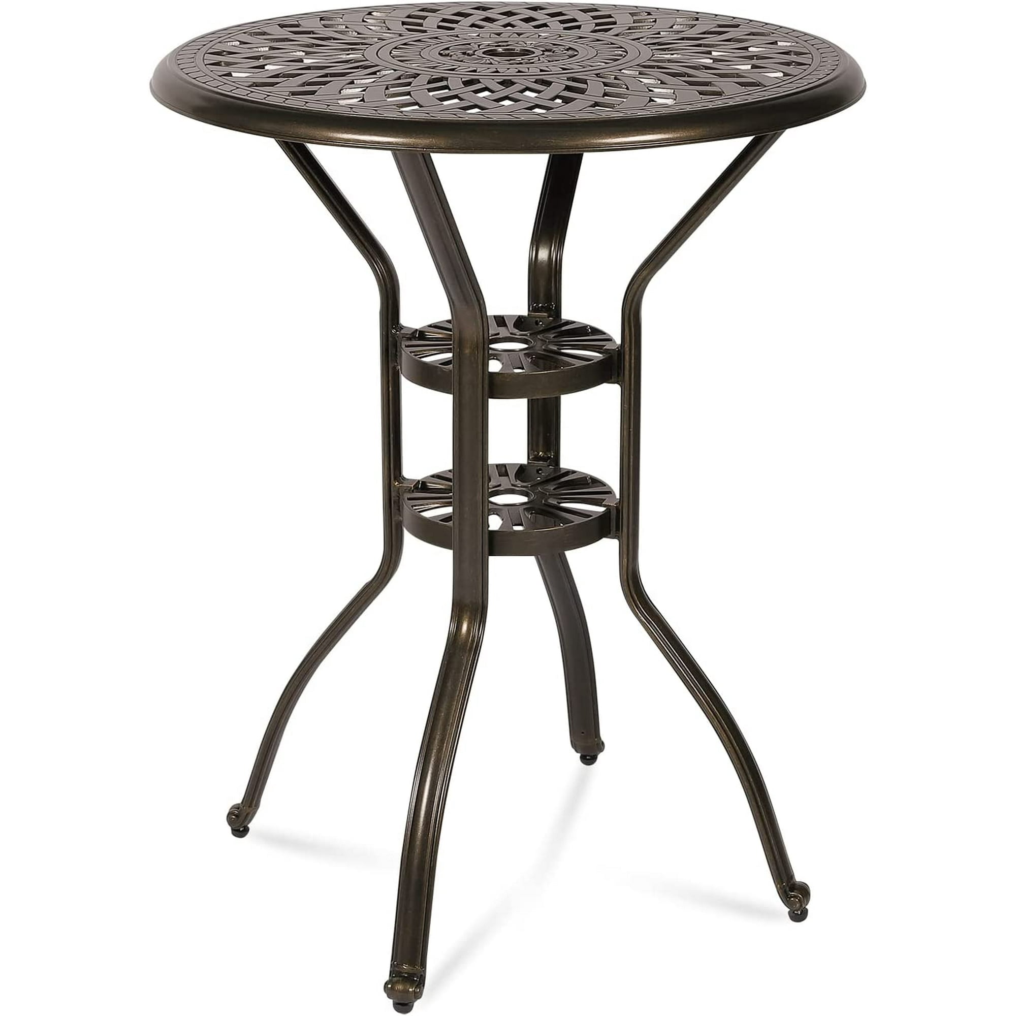 "MEETWARM Metal Furniture Patio Bar Table, 31"" Tall Bistro Round High ...