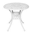 "MEETWARM 31"" White Round Patio Bistro Dining Table, Outdoor Cast ...
