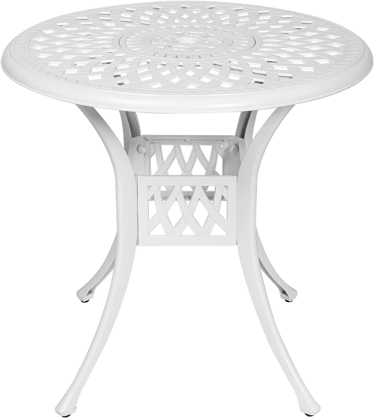 MEETWARM 31" Round Patio Bistro Table, Outdoor Cast Aluminum Small ...