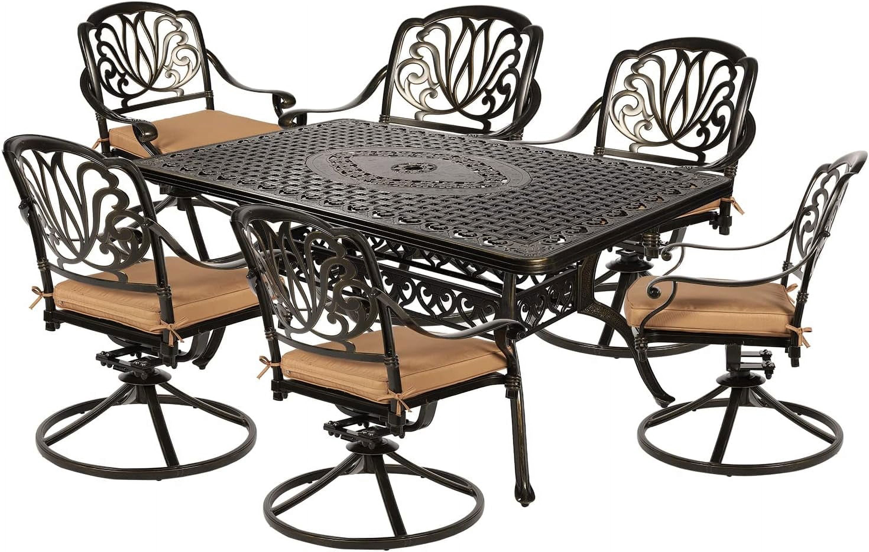 MEETWARM 7-Piece Outdoor Patio Dining Set, All-Weather Cast Aluminum ...