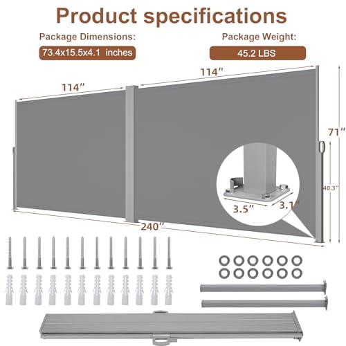 MEETWARM Double Retractable Side Awning, Folding Side Screen Awning ...