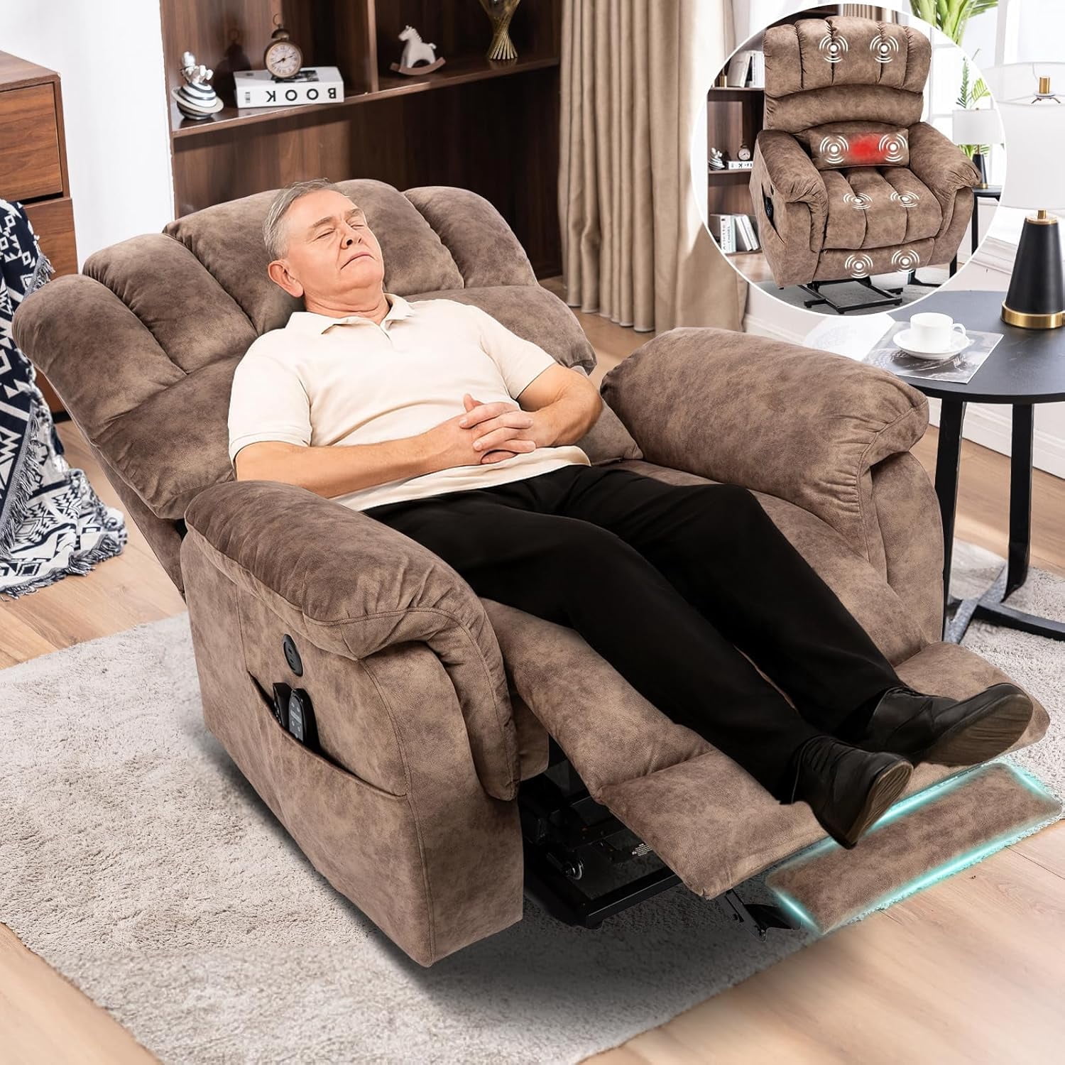 MEETWARM Large Dual Motor Power Lift Chair with Extended Footrest for ...