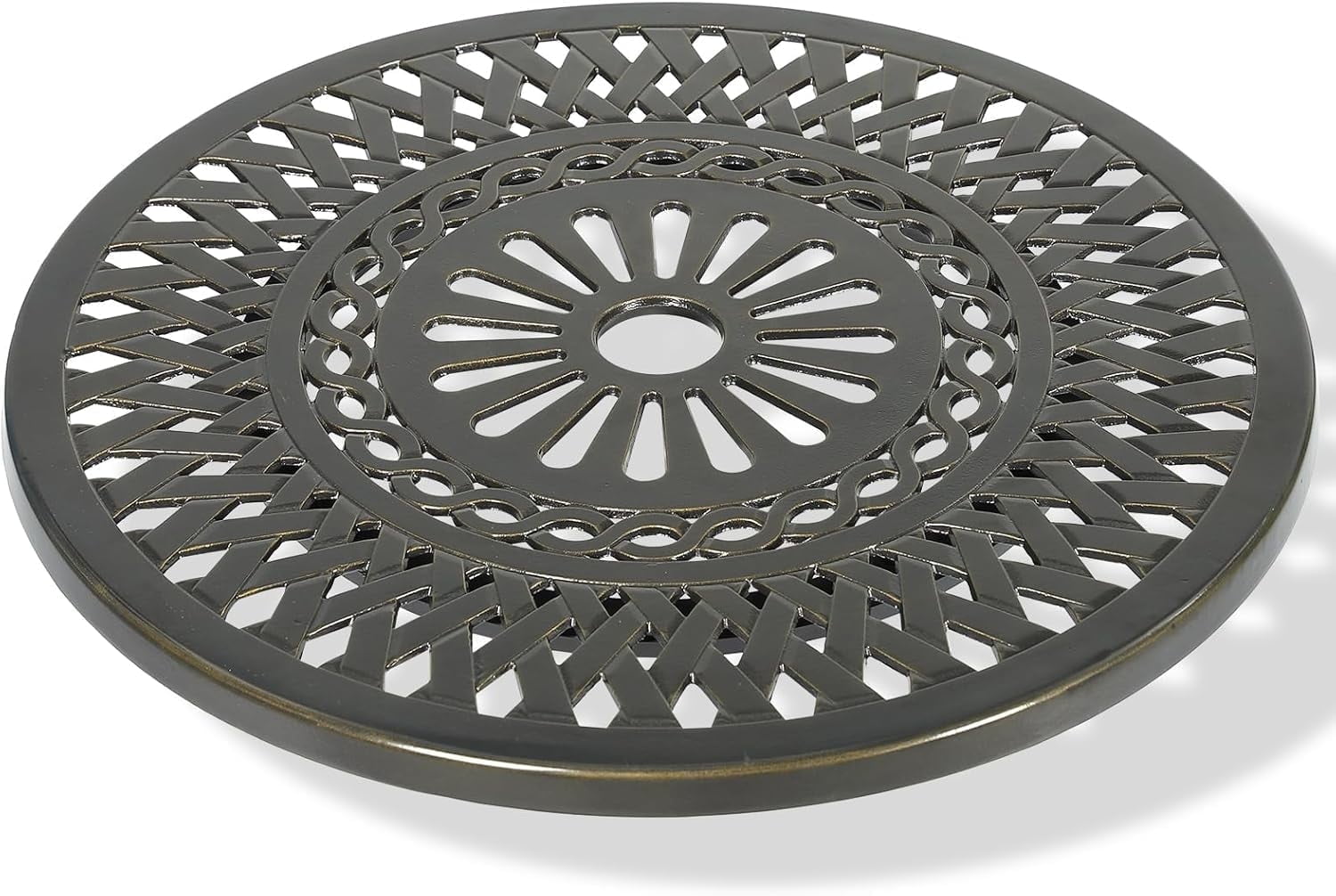 MEETWARM Outdoor 24" Lazy Susan Turntable for Table, All Weather Cast ...