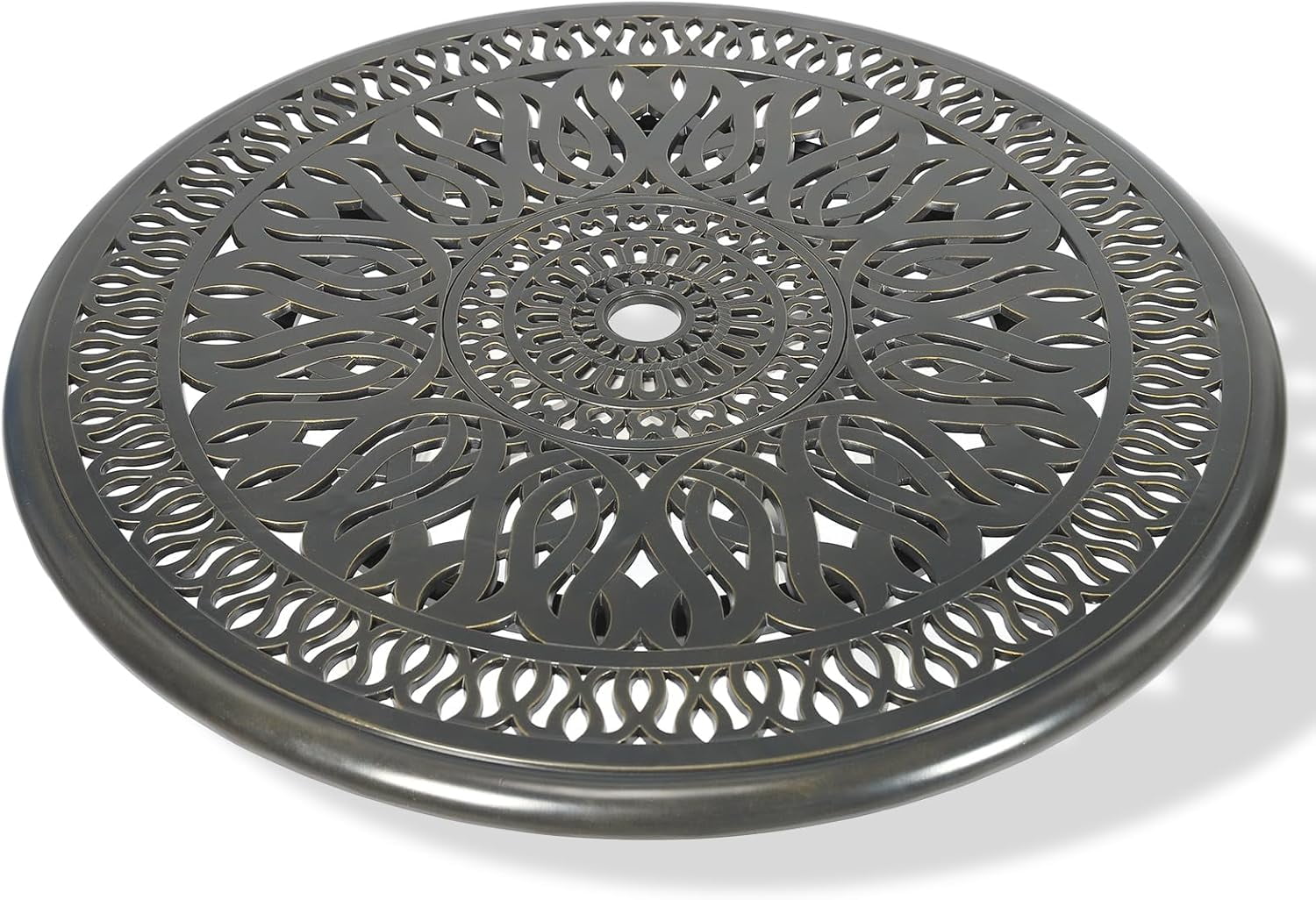 MEETWARM Outdoor 35.4" Lazy Susan Turntable for Table, All Weather Cast ...