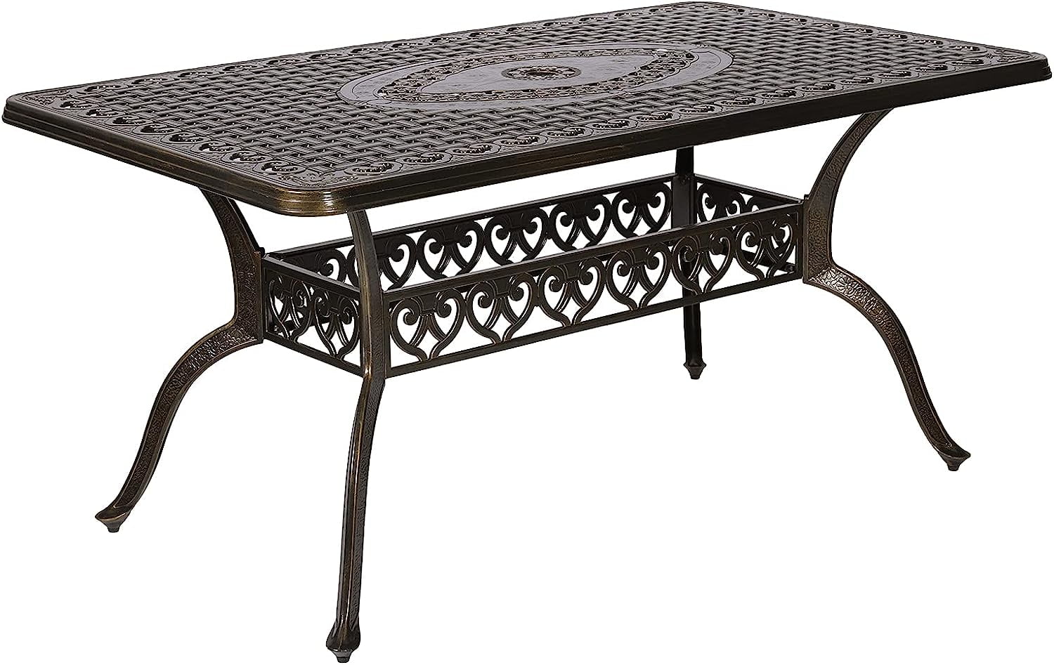 MEETWARM Outdoor 60" Rectangular Patio Dining Table, All Weather Cast ...