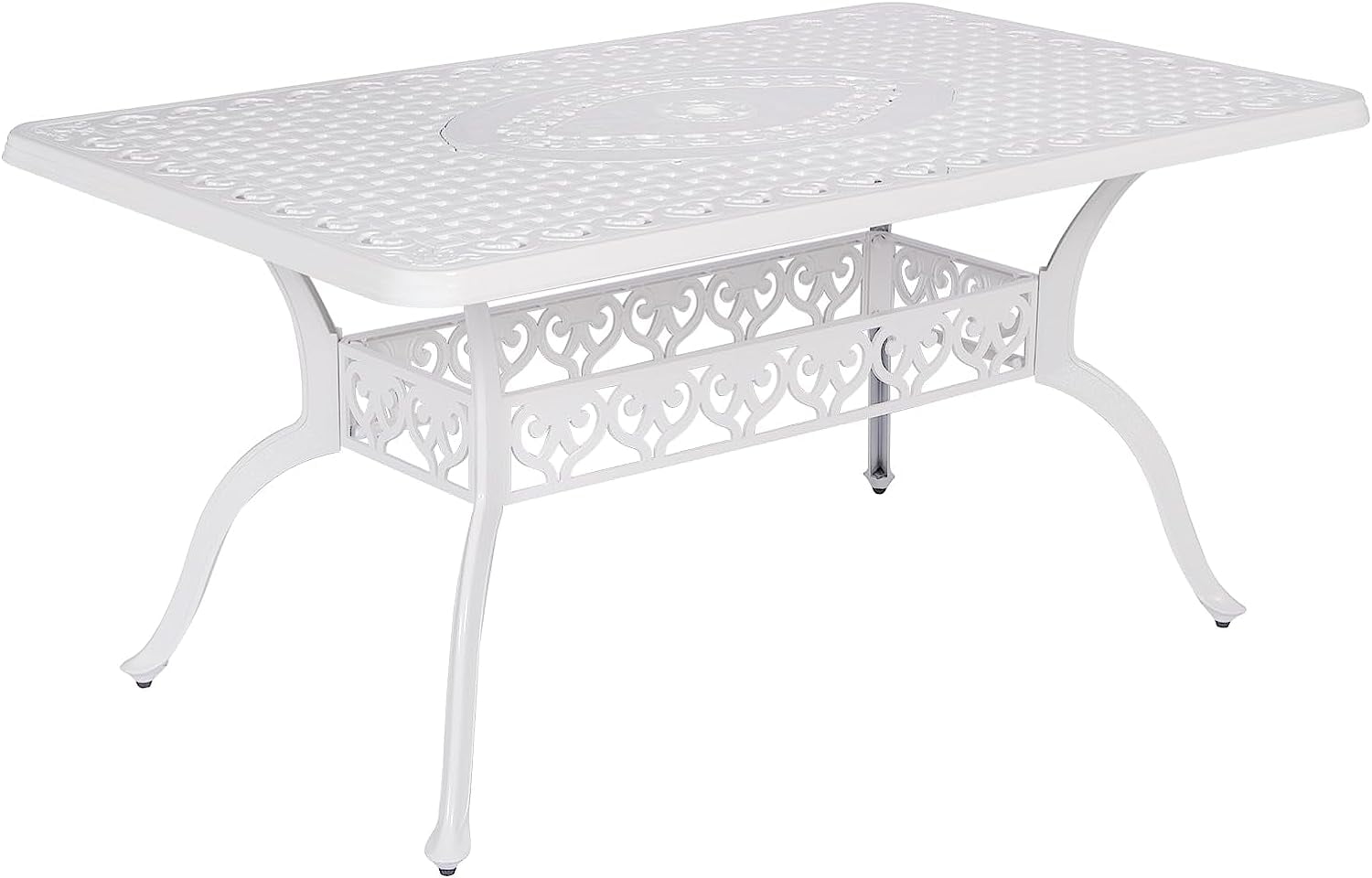 MEETWARM Outdoor 60" Rectangular Patio Dining Table, All Weather Cast ...