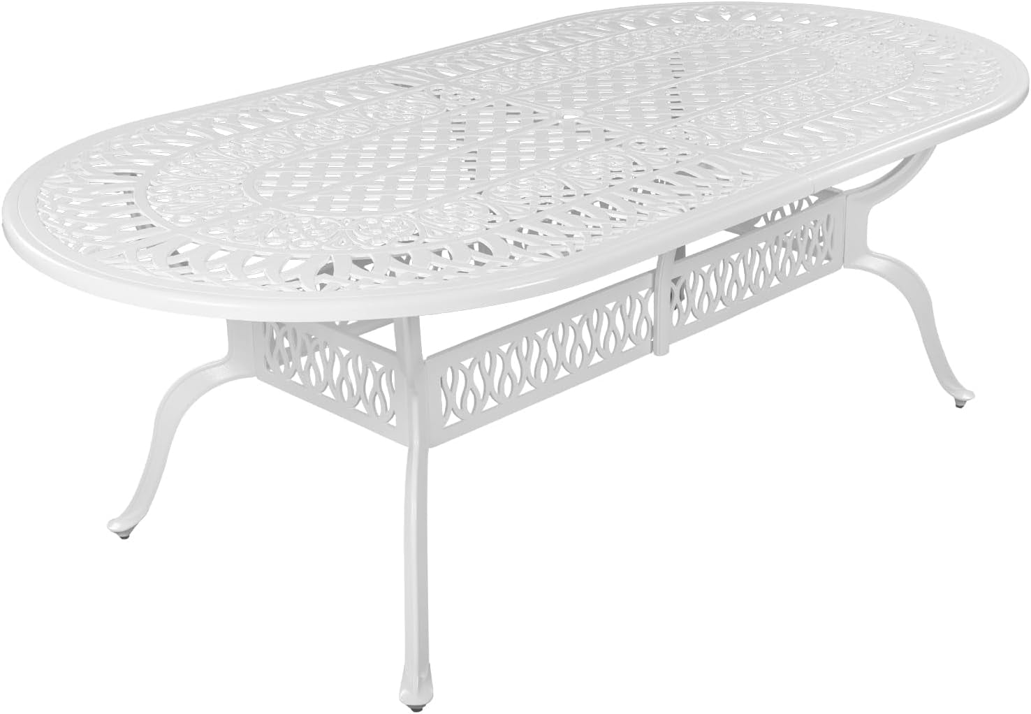 MEETWARM Outdoor 84" Oval Patio Dining Table, All Weather Cast Aluminum ...