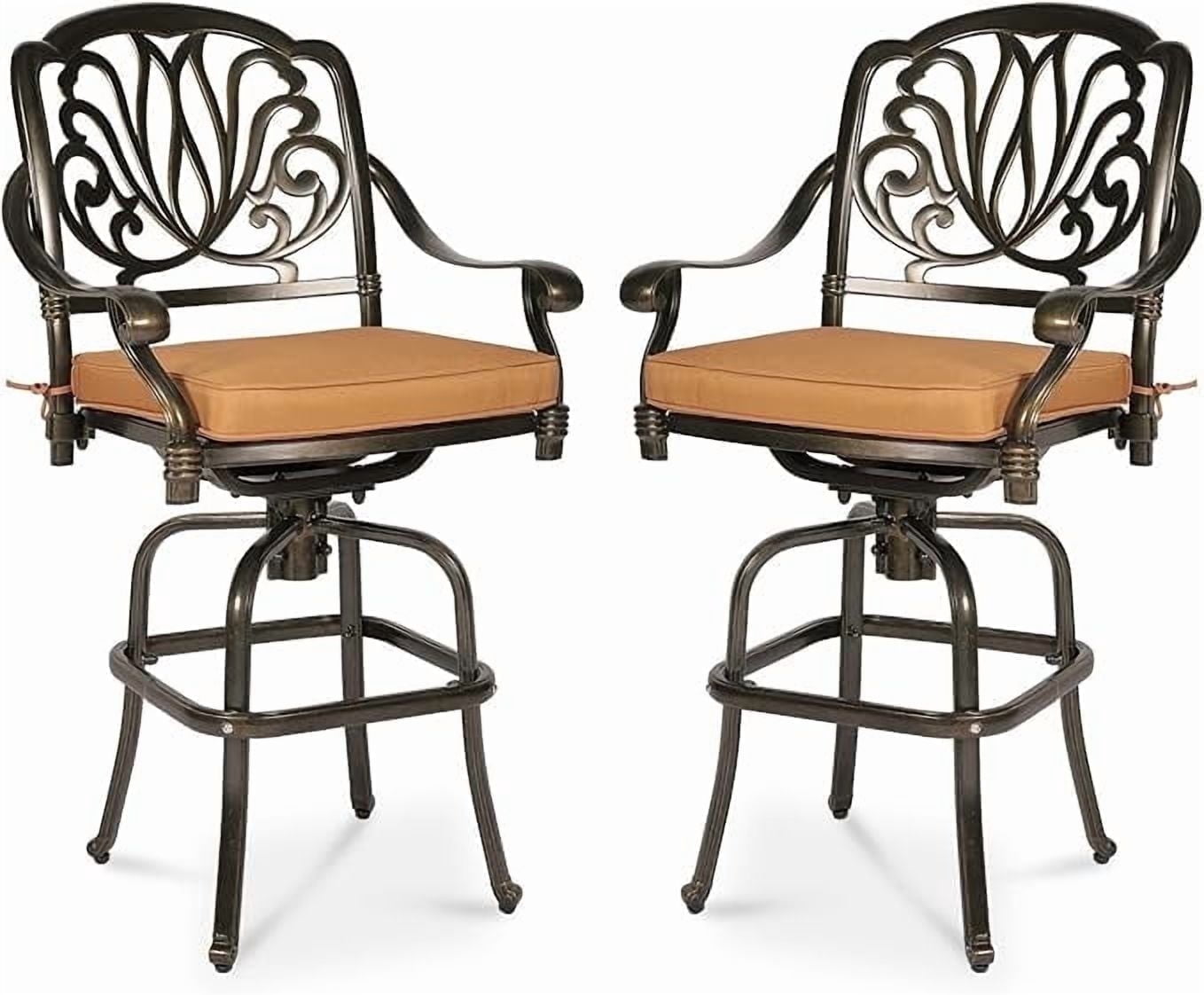 MEETWARM Outdoor Patio Swivel Bar Stools Set of 2, All-Weather Cast ...