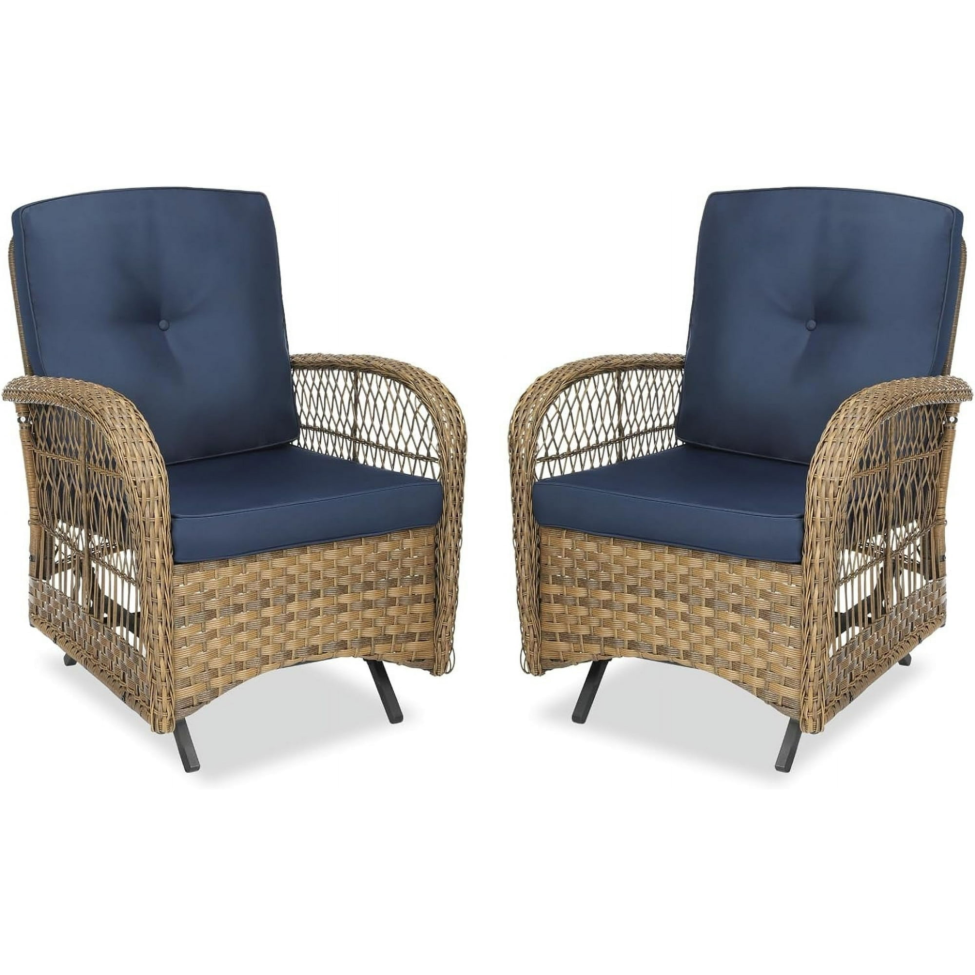 MEETWARM Patio Wicker Rocking Glider Set, All-Weather Outdoor Rattan ...