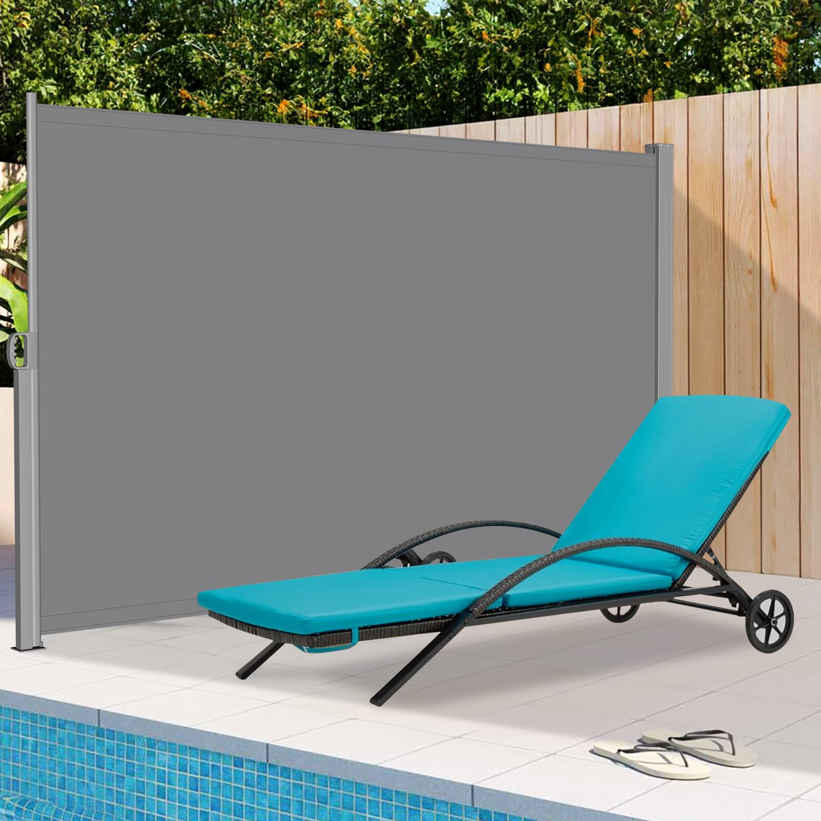 MEETWARM 119" x 71” Retractable Side Awning, Rust-proof Water & UV ...