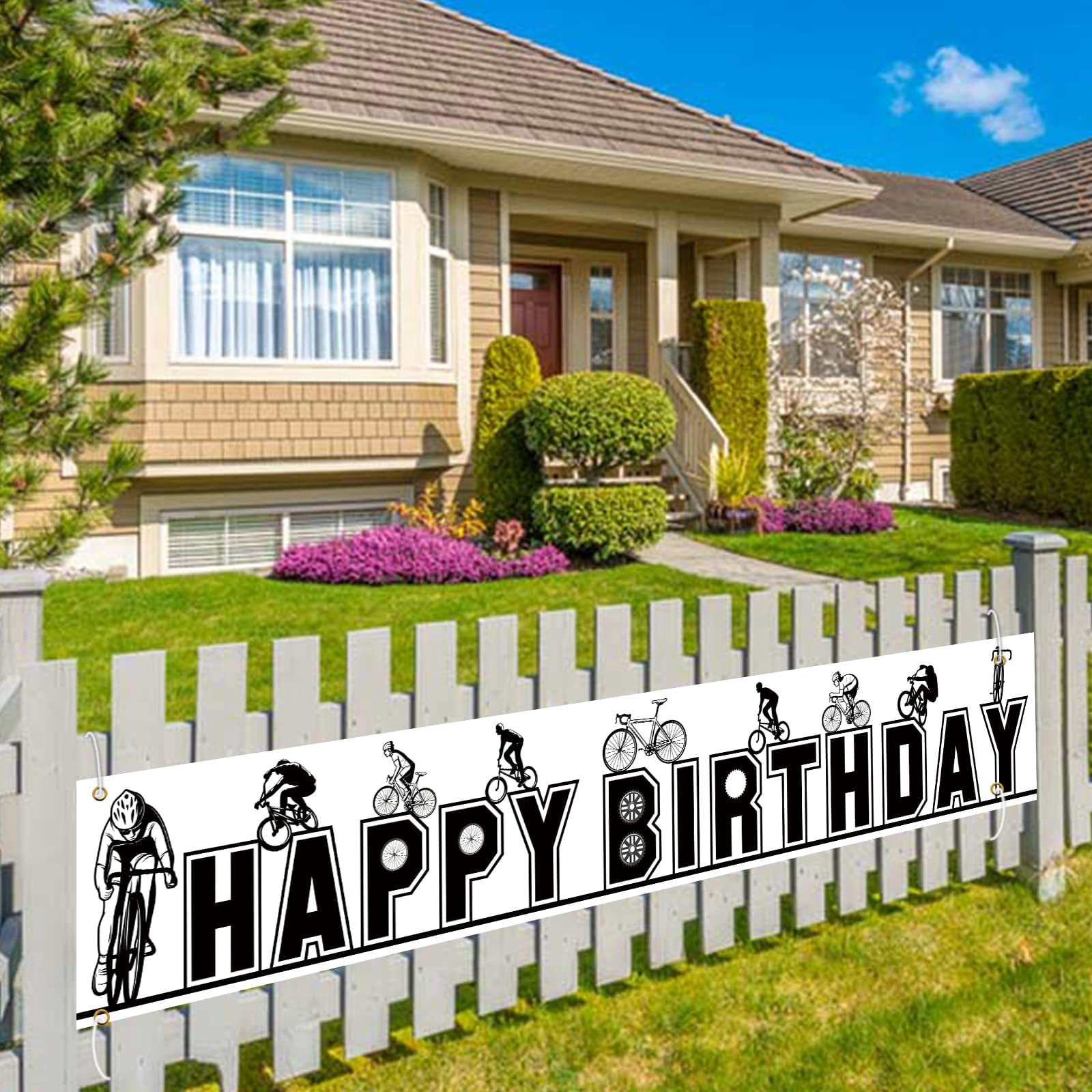 MEFENG Bicycle Theme Birthday KEF16 Banner Boys Birthday Decorations ...