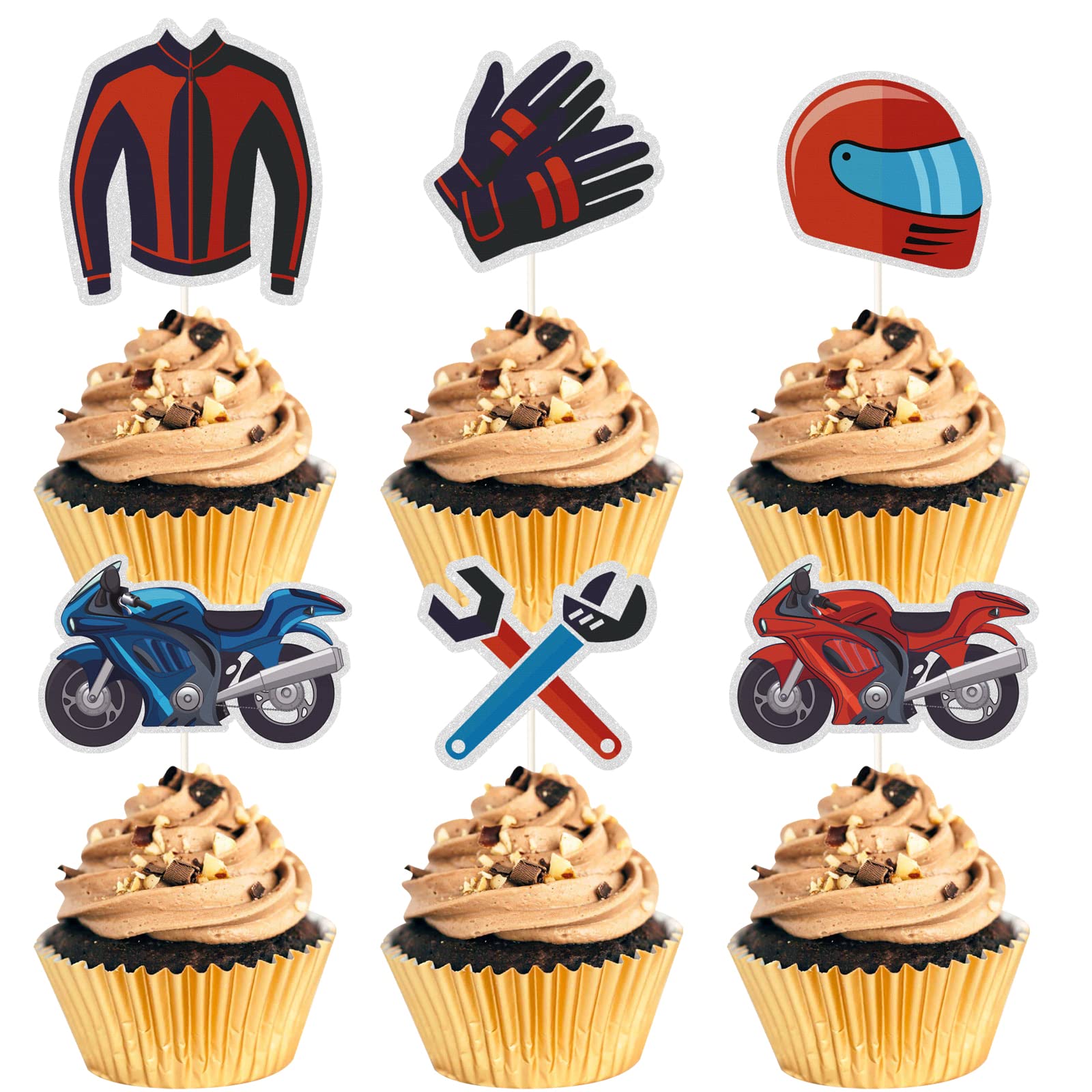 MEFENG Motorcycle Racing Theme MMF7 Birthday Cupcake Toppers,Extreme ...
