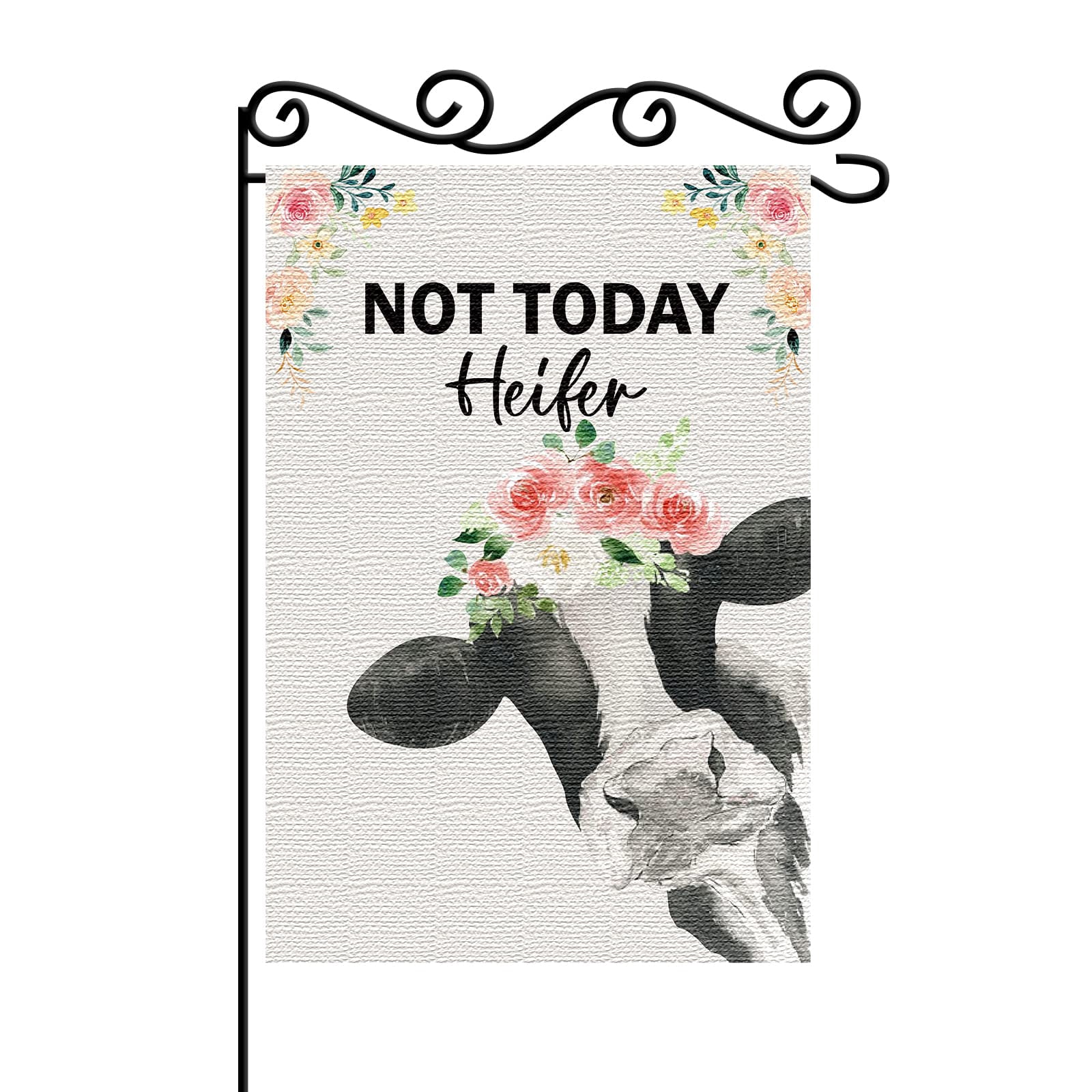 MEFENG Welcome Linen Flag , Not Today Heifer Flag,Farm Animals Pasture ...