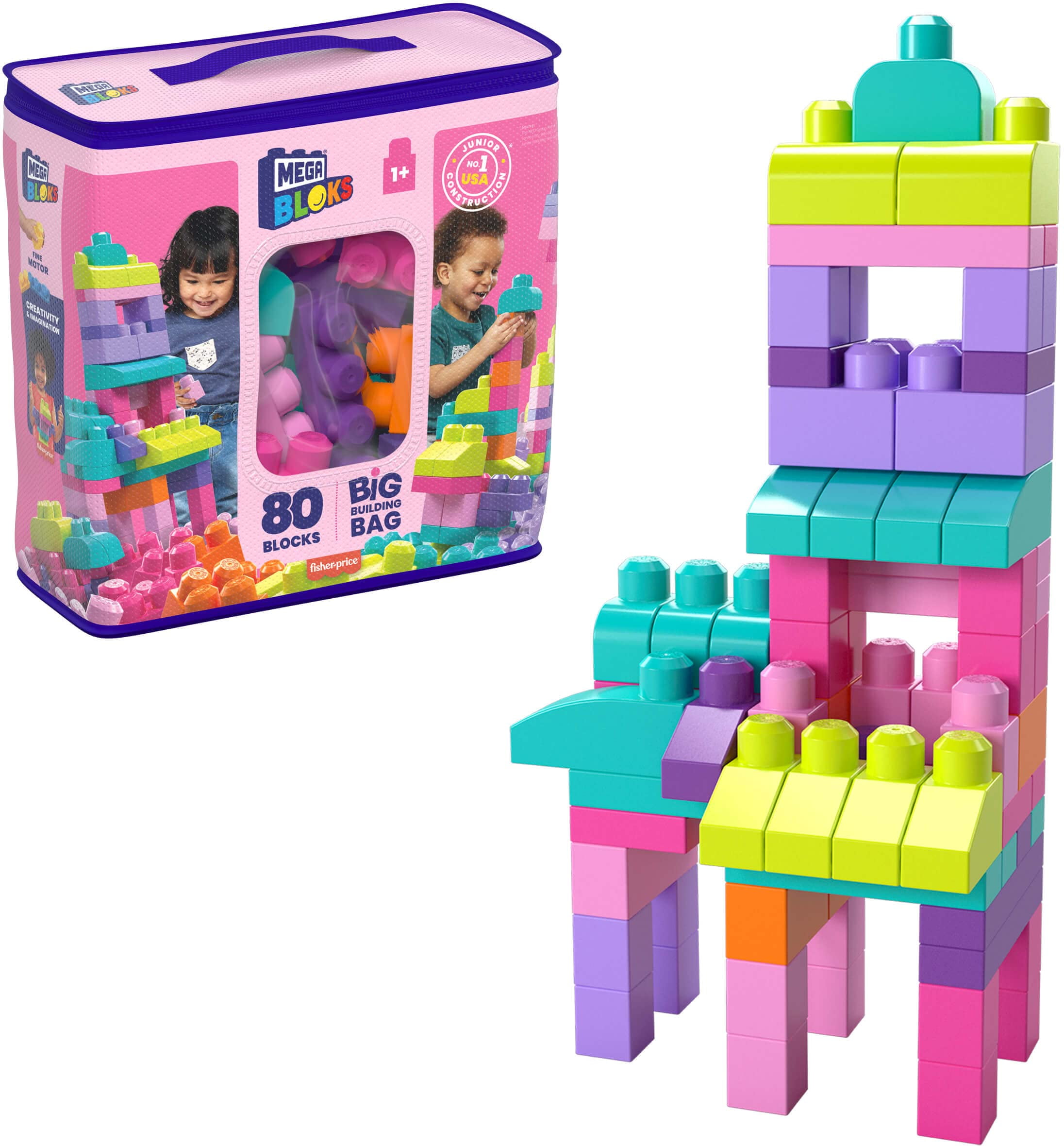 MEGA BLOKS Big Building Bag Toddler Block Toys with 80 Pieces - Walmart.com