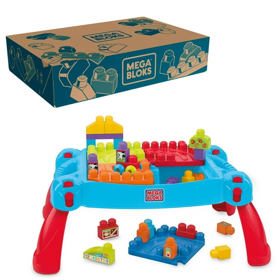 MEGA BLOKS Build n' Learn Table Blocks for Toddlers 1-3, Blue - Walmart.com