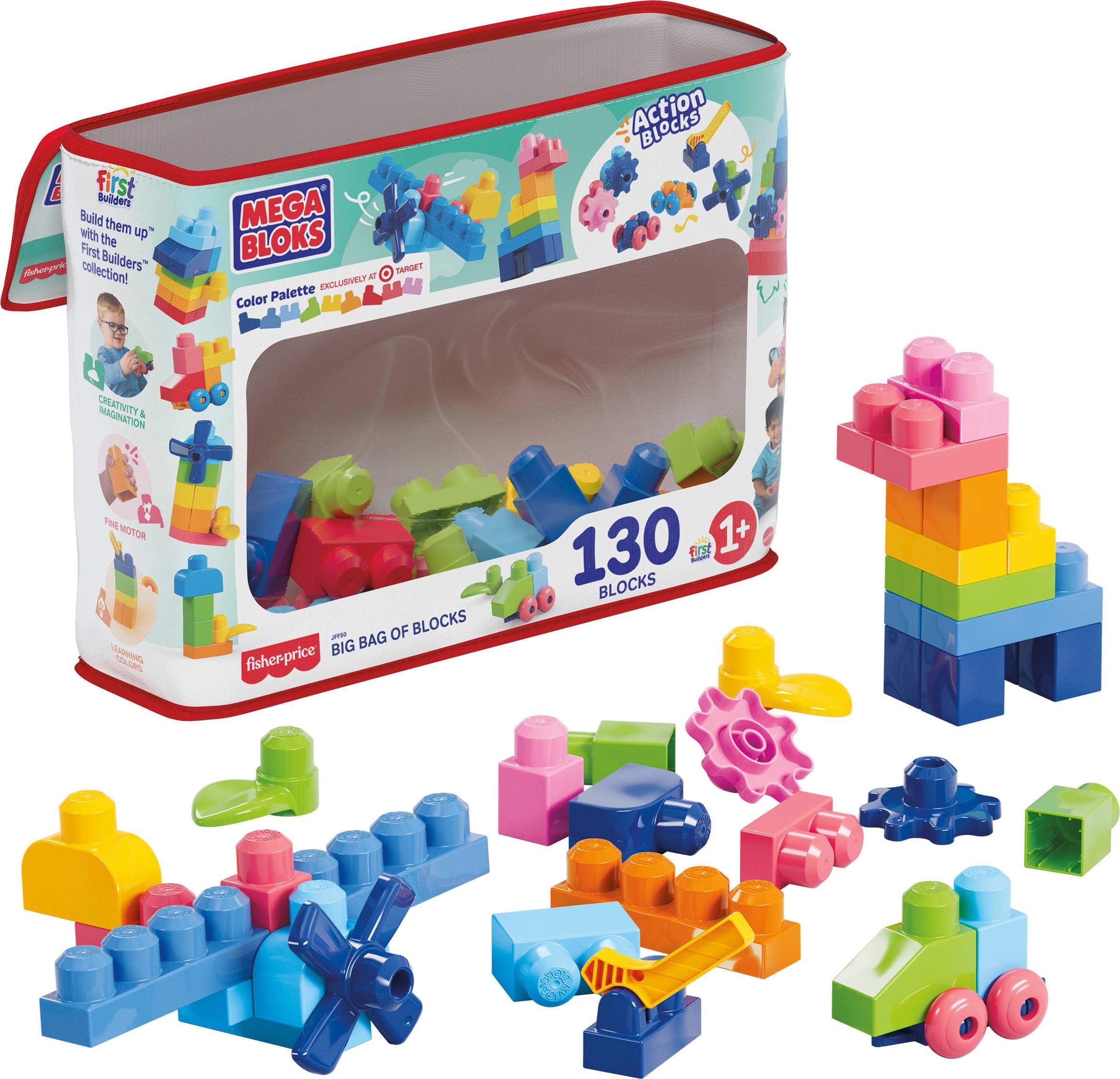 MEGA BLOKS First Builders Big Bag of Blocks Toy Blocks with Storage Bag ...