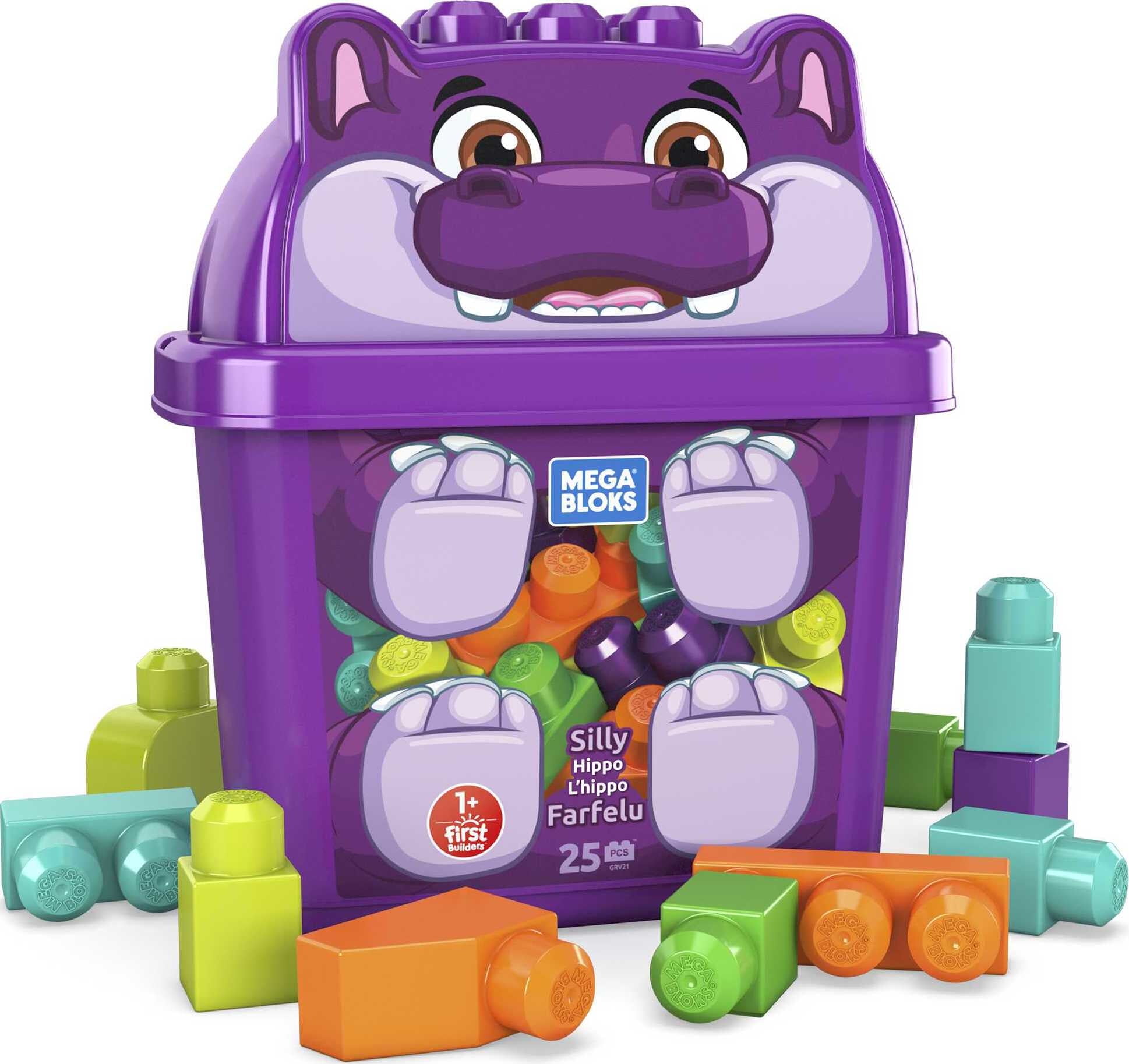 MEGA BLOKS First Builders Silly Hippo Building Toys For Toddlers, 25 ...
