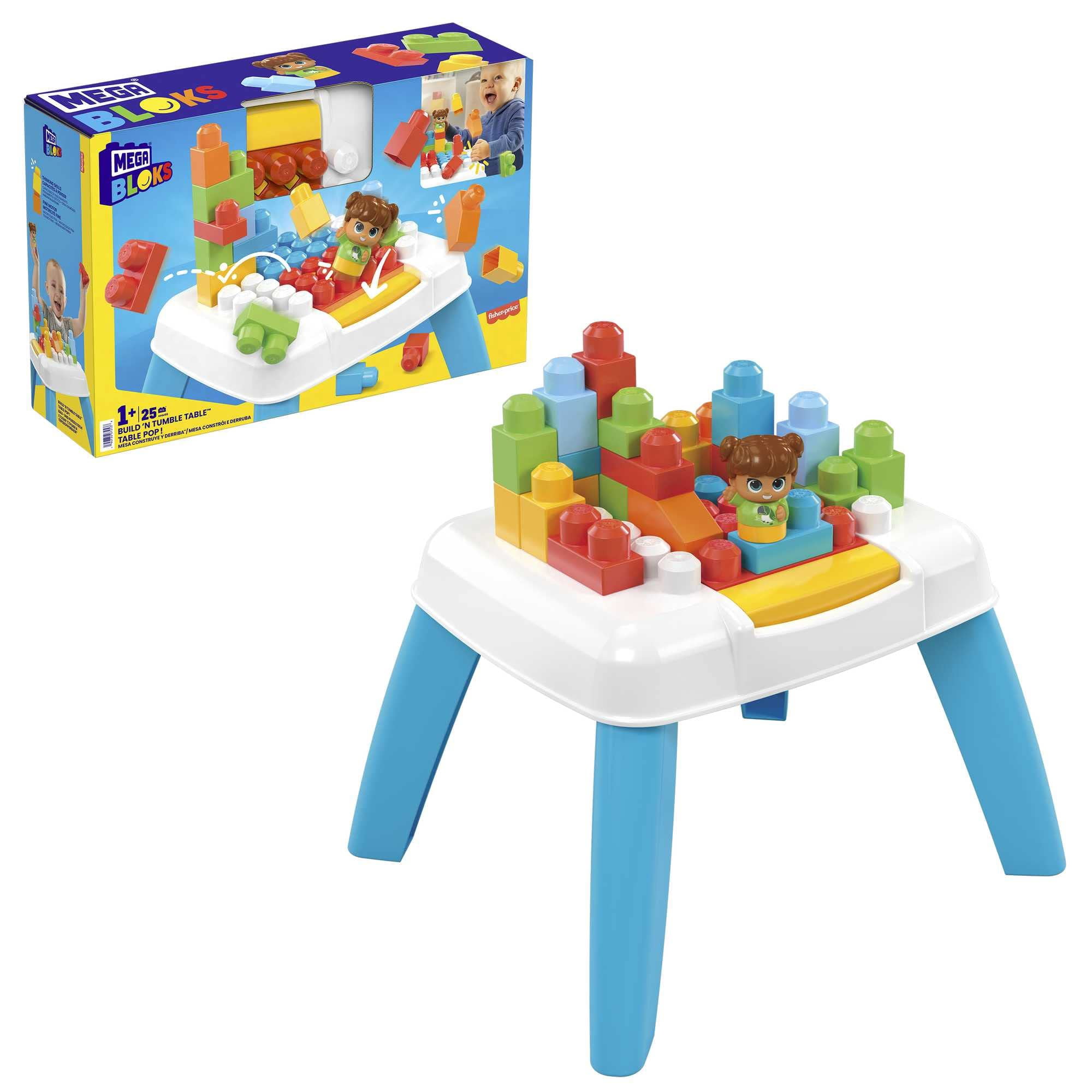 MEGA BLOKS Fisher-Price Toddler Blocks Toy Set, Build ‘n Tumble ...