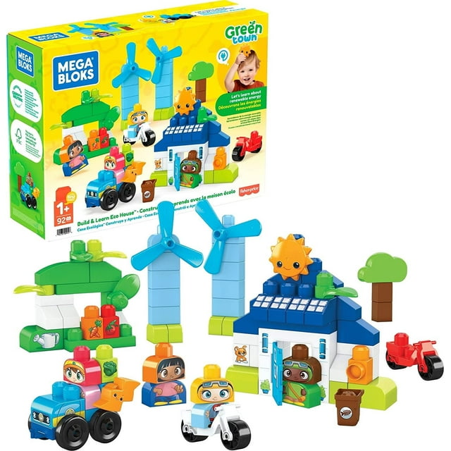 MEGA BLOKS Fisher-Price Green Town Toy Building Blocks for Toddlers ...